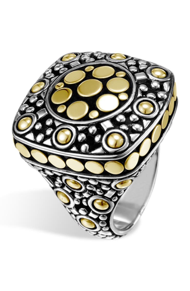 John Hardy Sterling Silver & 18K Gold Dot Square Ring - Size 7 ...