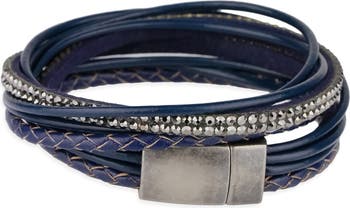 SAACHI Navy Urban Wrap Leather Bracelet | Nordstromrack