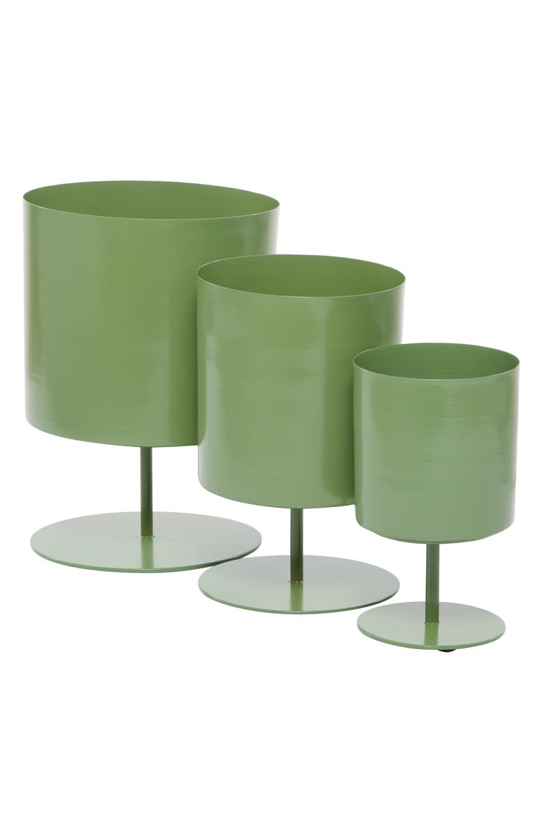 GINGER BIRCH STUDIO Green Metal Modern Planter - Set of 3 | Nordstromrack