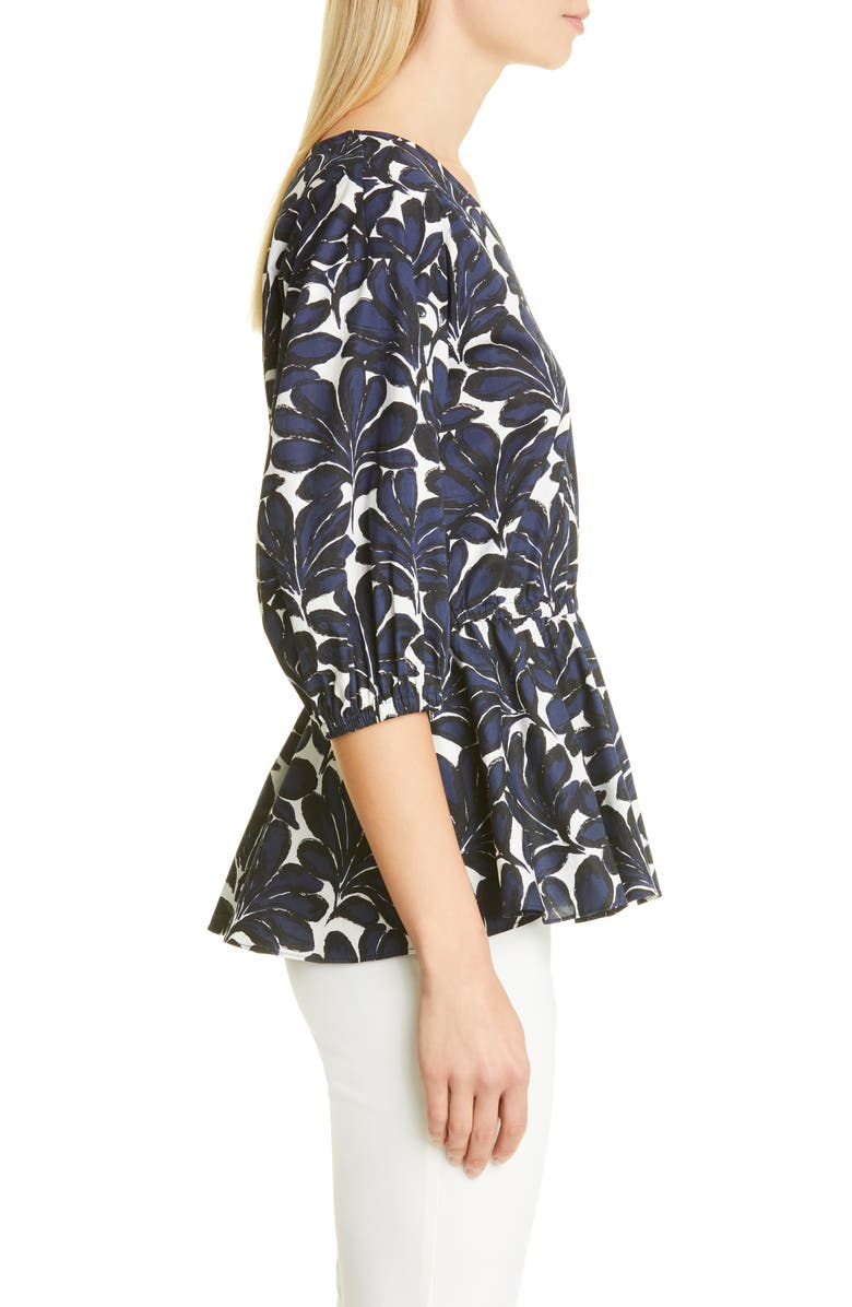 Donna Karan New York Women's Leaf Print Stretch Cotton Top | Nordstrom