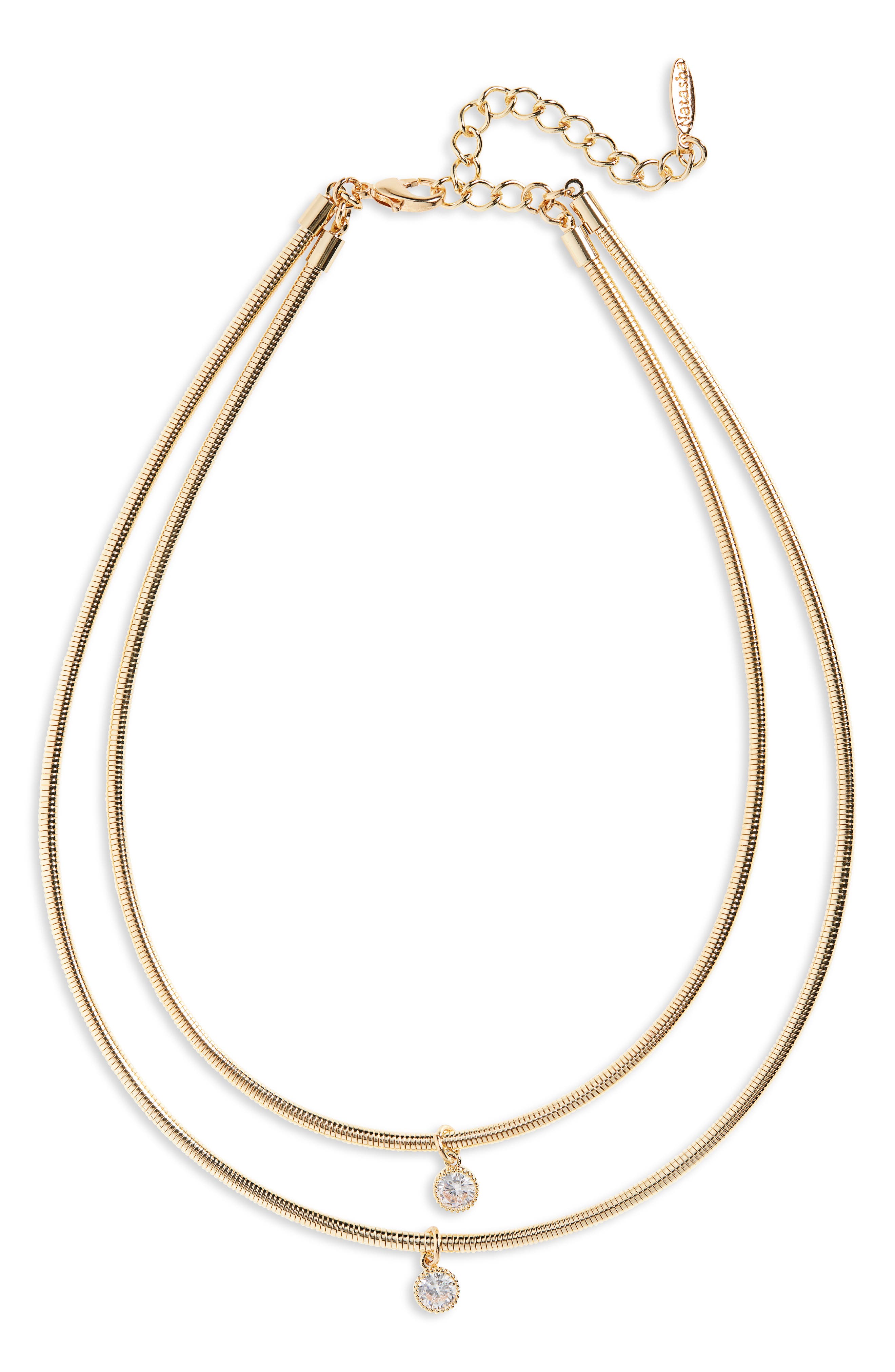 Tasha Crystal Charm Snake Chain Layered Necklace | Nordstromrack