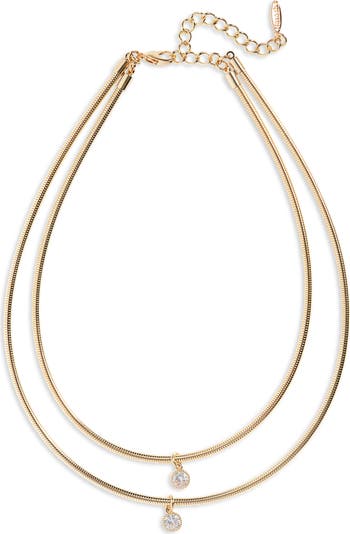 Tasha Crystal Charm Snake Chain Layered Necklace | Nordstromrack