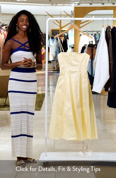 HOUSE OF CB Dolly Seamed Stretch Cotton Twill Midi Sundress | Nordstrom
