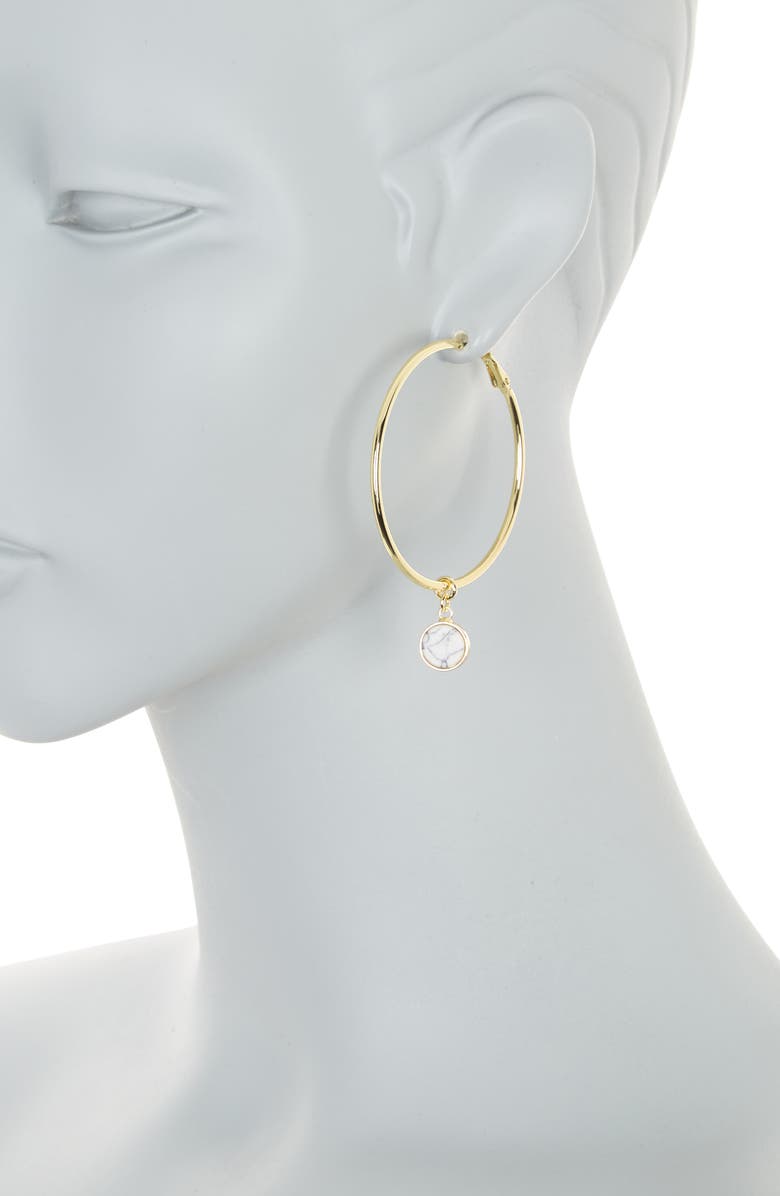 Vince Camuto 50mm Hoop Earrings w/ Circle Charm | Nordstromrack