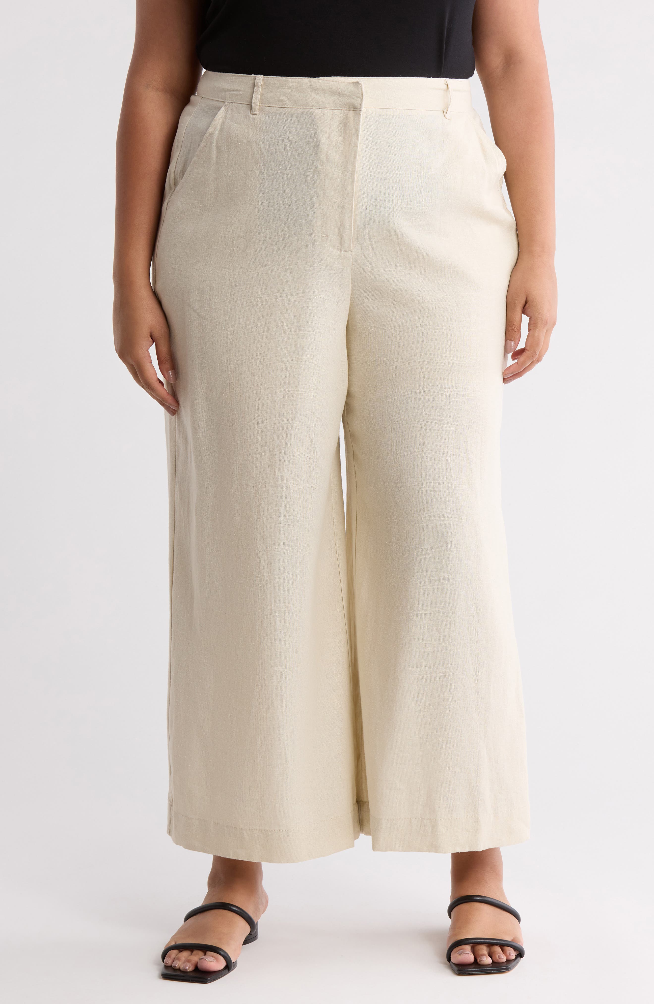 MAX STUDIO Linen Blend Wide Leg Pants | Nordstromrack