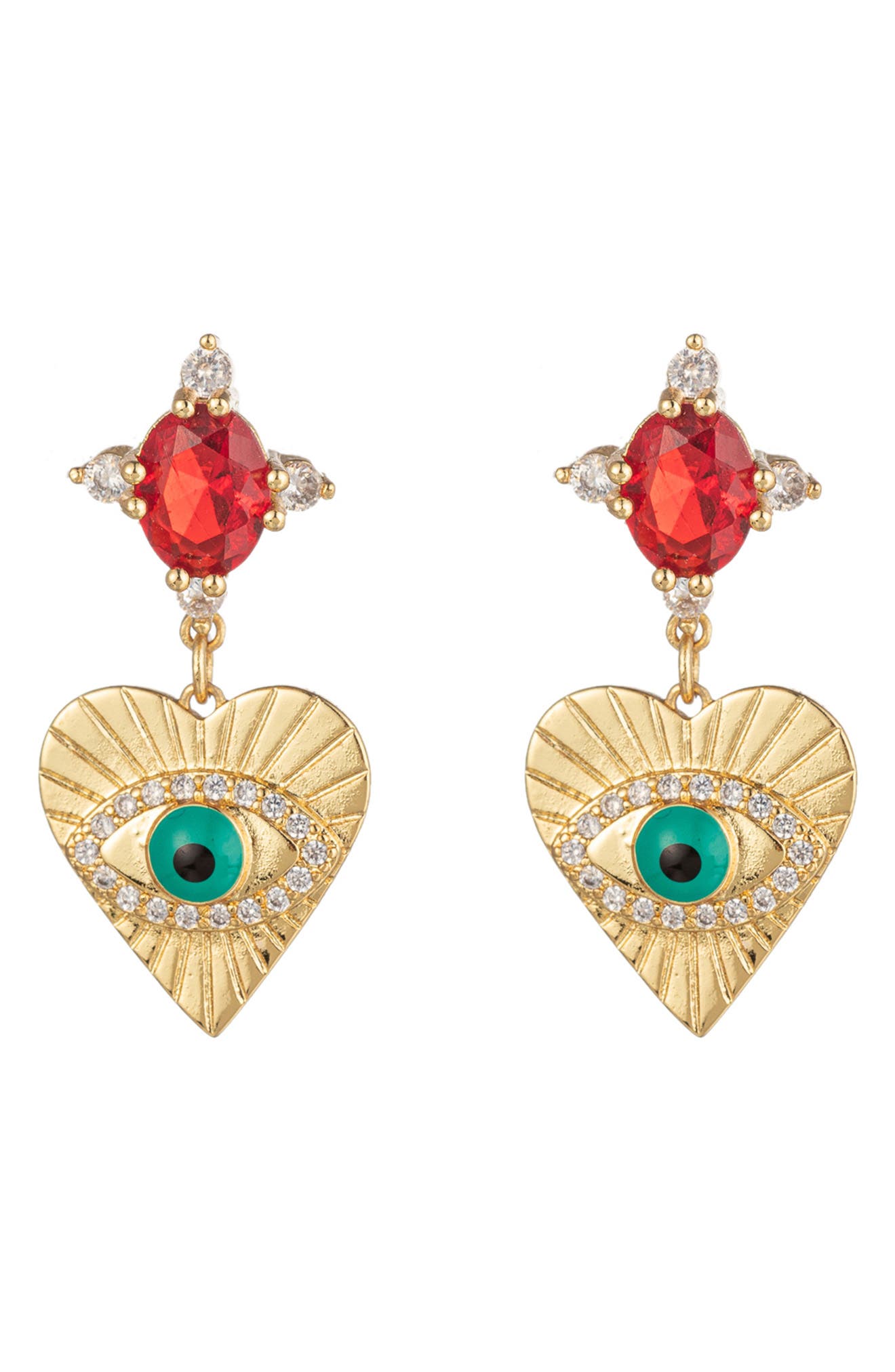 EYE CANDY LOS ANGELES Willow CZ Evil Eye Heart Drop Earrings ...