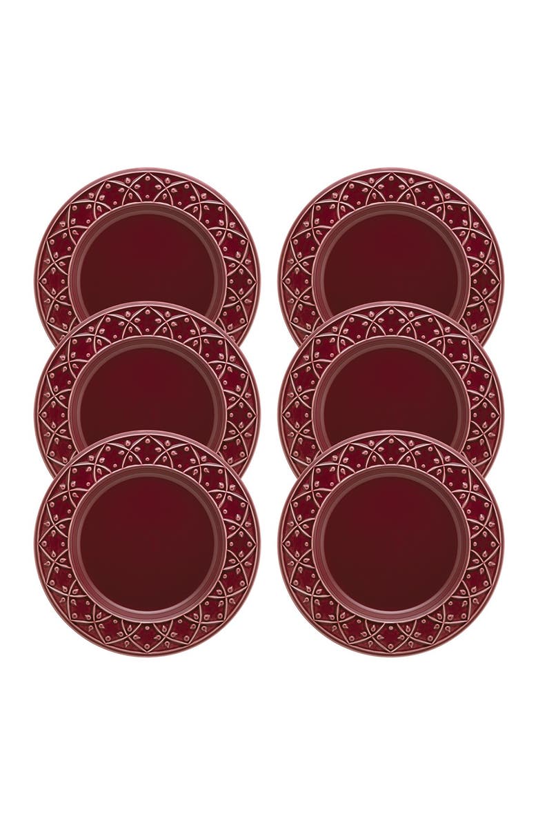 MANHATTAN COMFORT Mendi 6 Large 10.43" Dinner Plates - Maroon Red ...