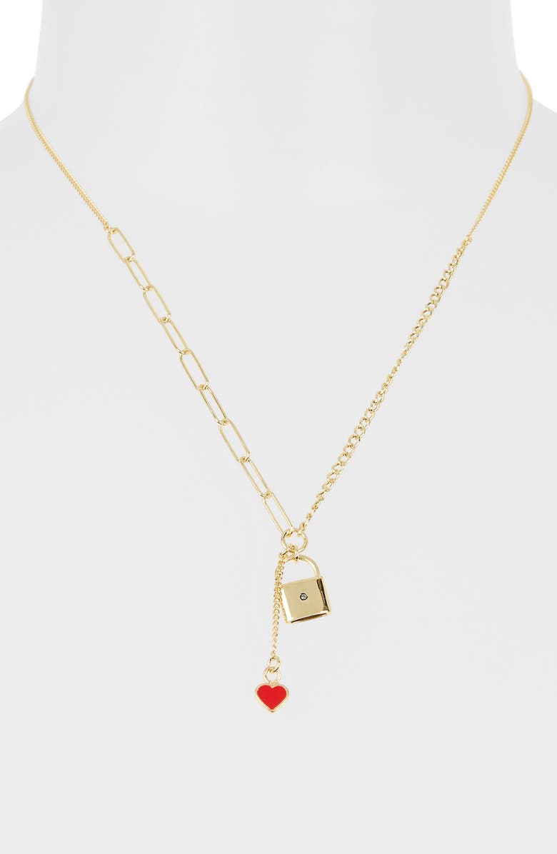 MESHMERISE Heart & Lock Drop Pendant Necklace | Nordstromrack