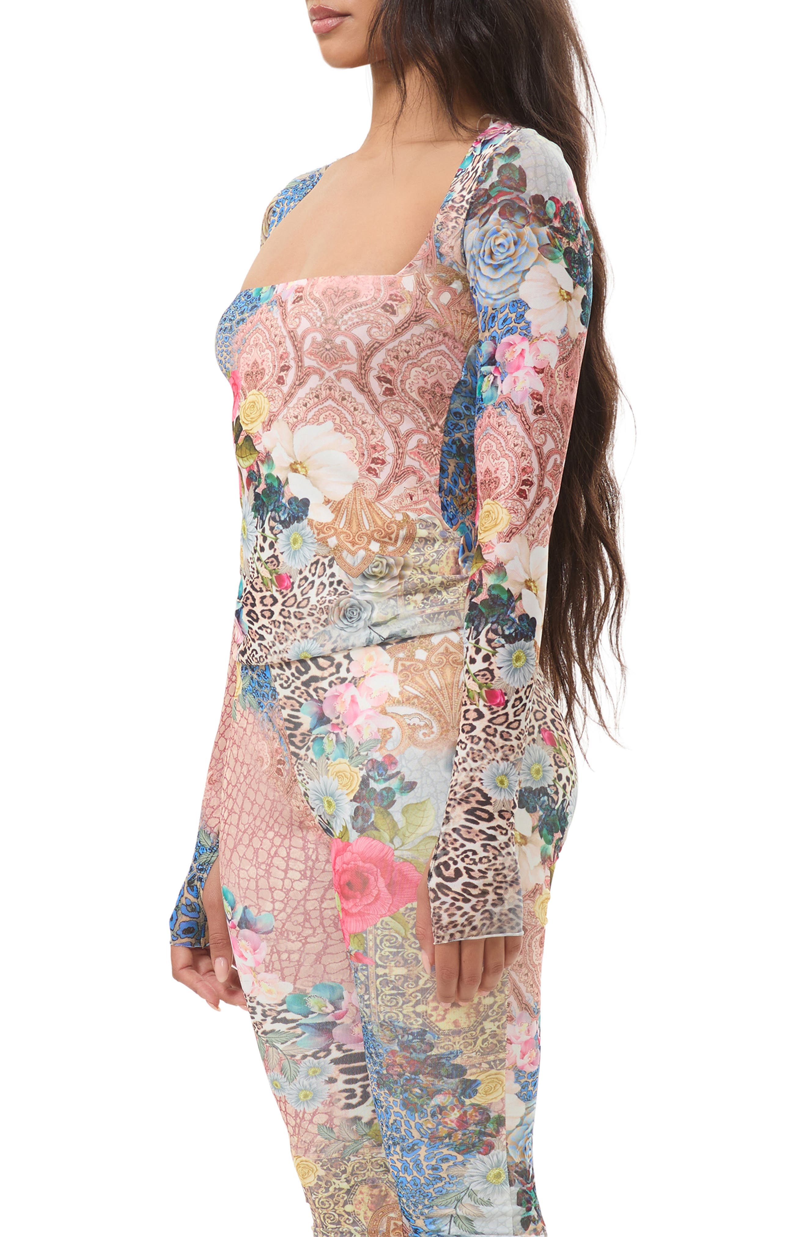 AFRM Ines Mix Print Square Neck Top | Nordstrom