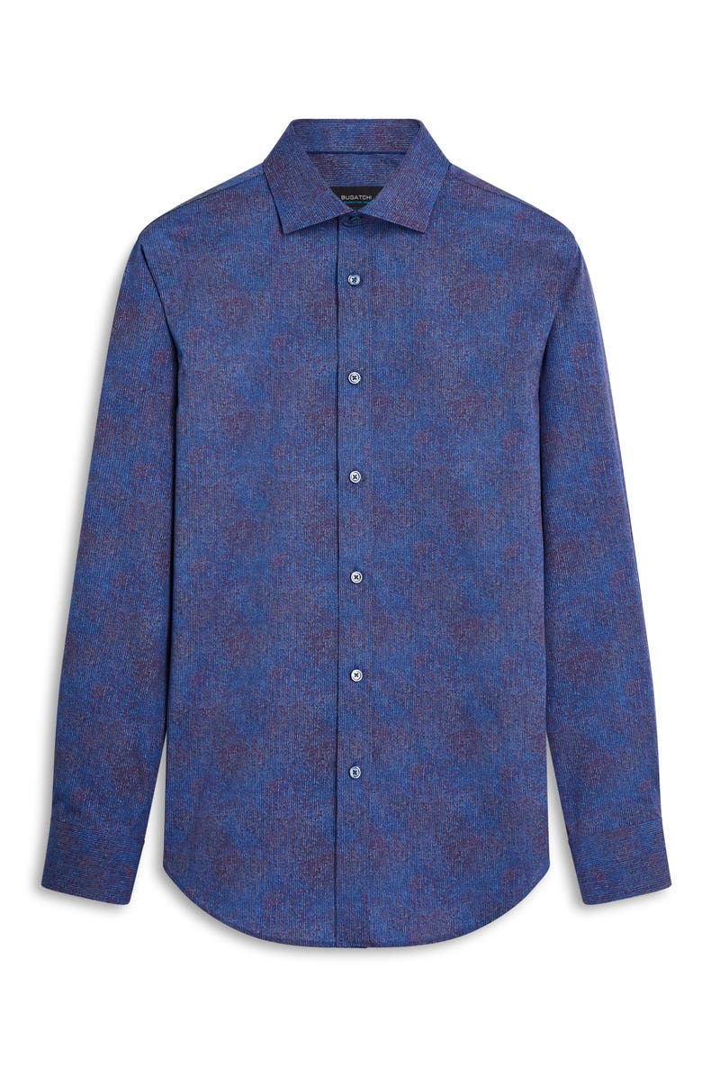 Bugatchi Shaped Fit Herringbone Stretch Cotton Button-Up Shirt | Nordstrom