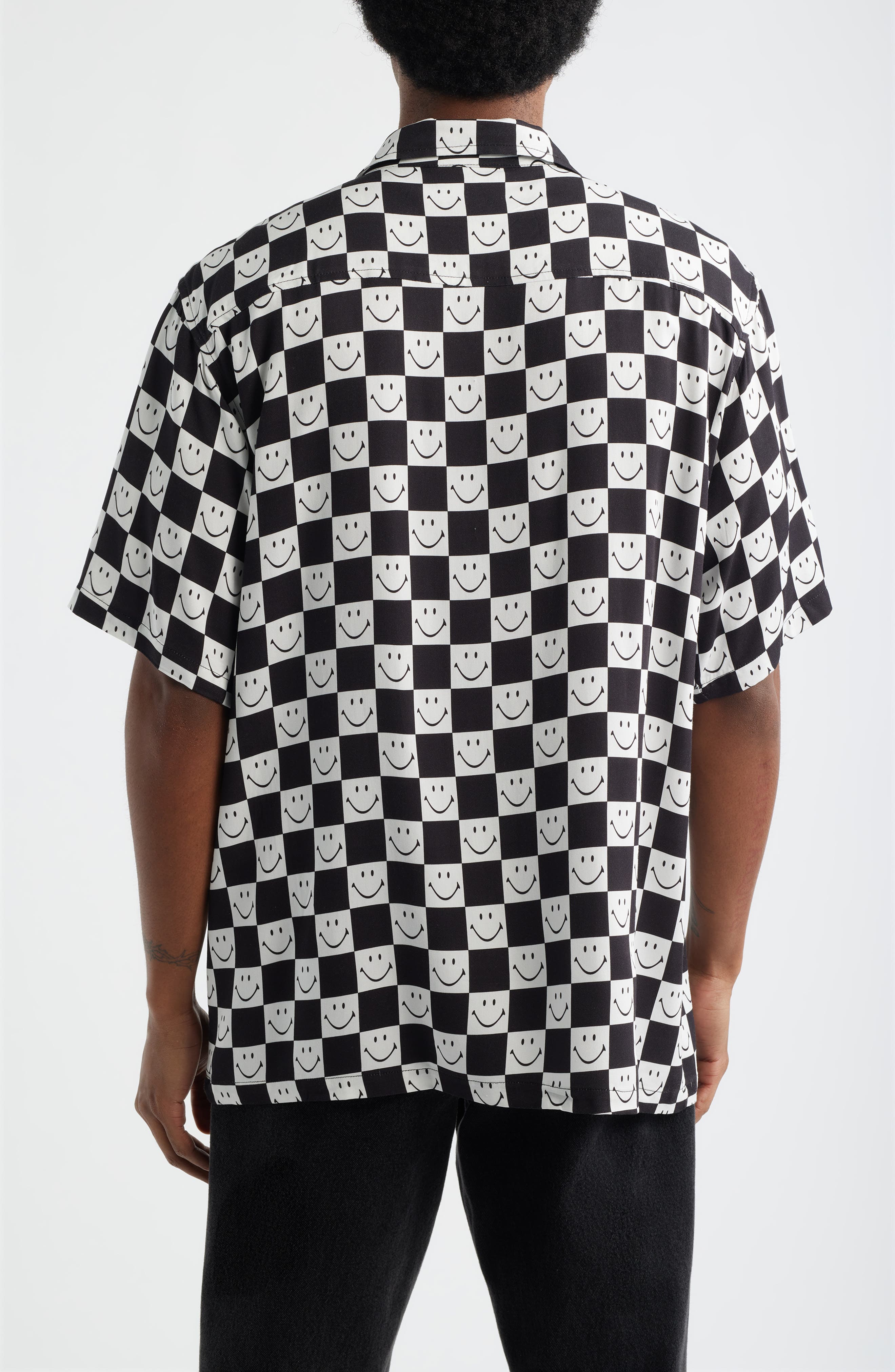 MARKET SMILEY® Checkerboard Print Camp Shirt | Nordstrom