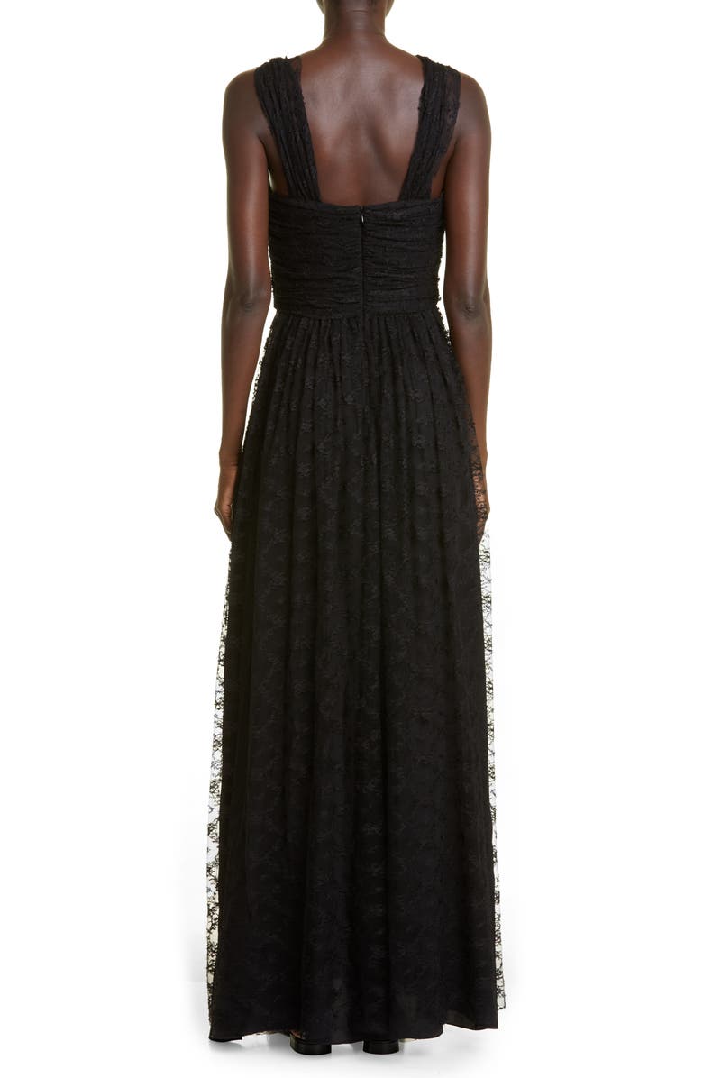 Adam Lippes Knot Detail Ruched Chantilly Lace Gown | Nordstrom
