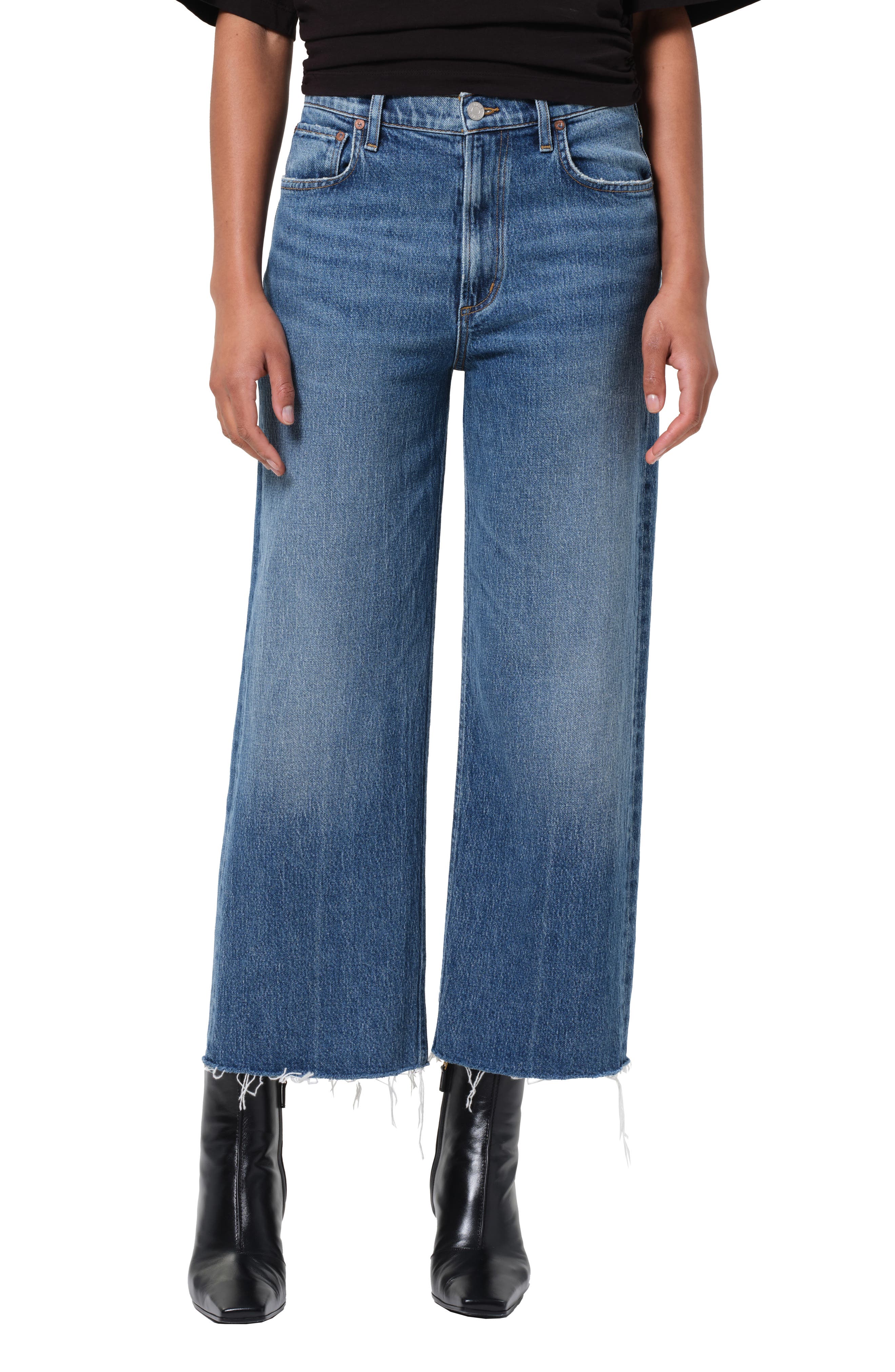 AGOLDE Ren Raw Hem High Waist Ankle Wide Leg Jeans | Nordstrom