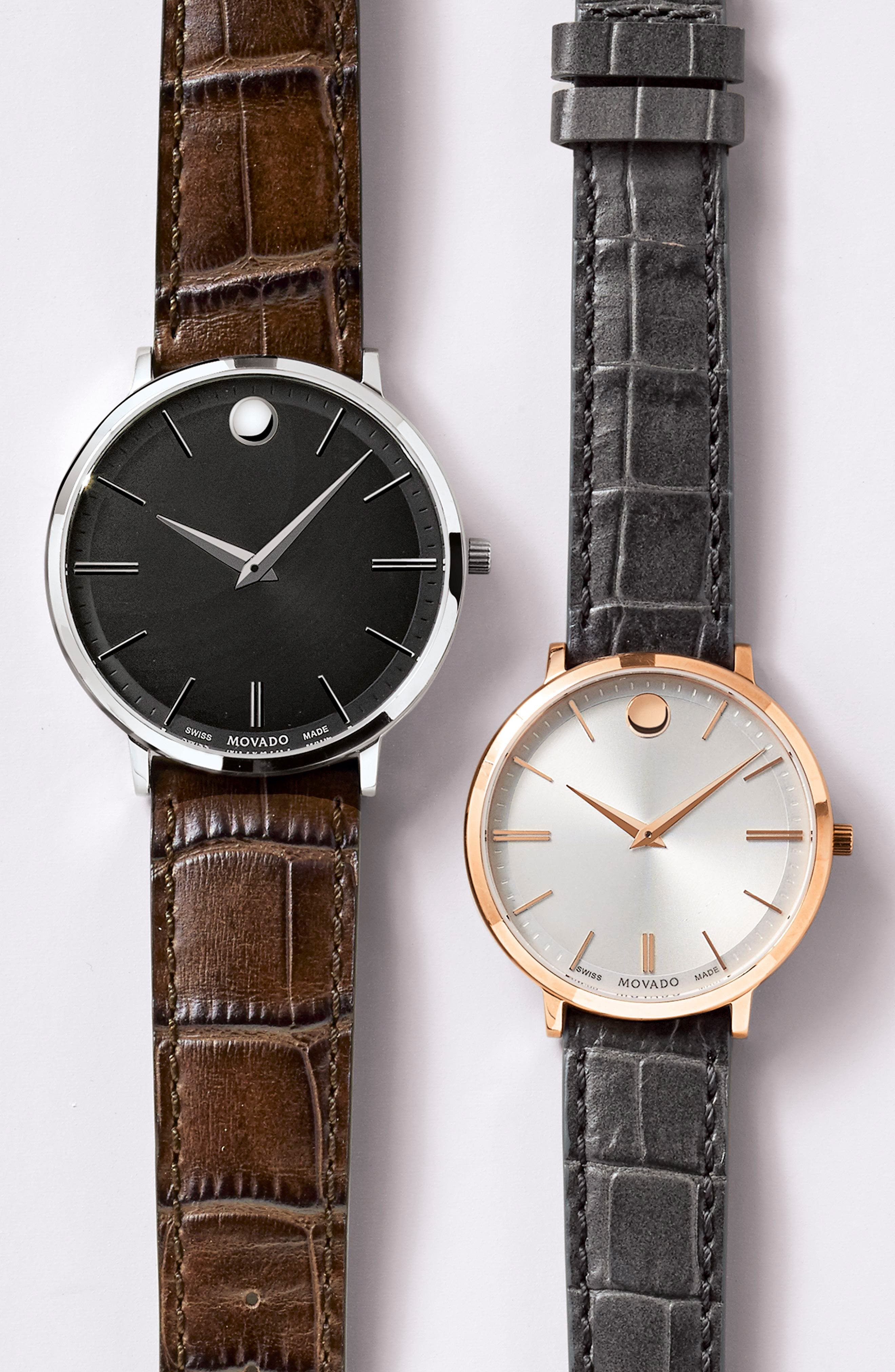 Movado Ultra Slim Leather Strap Watch, 40mm | Nordstromrack