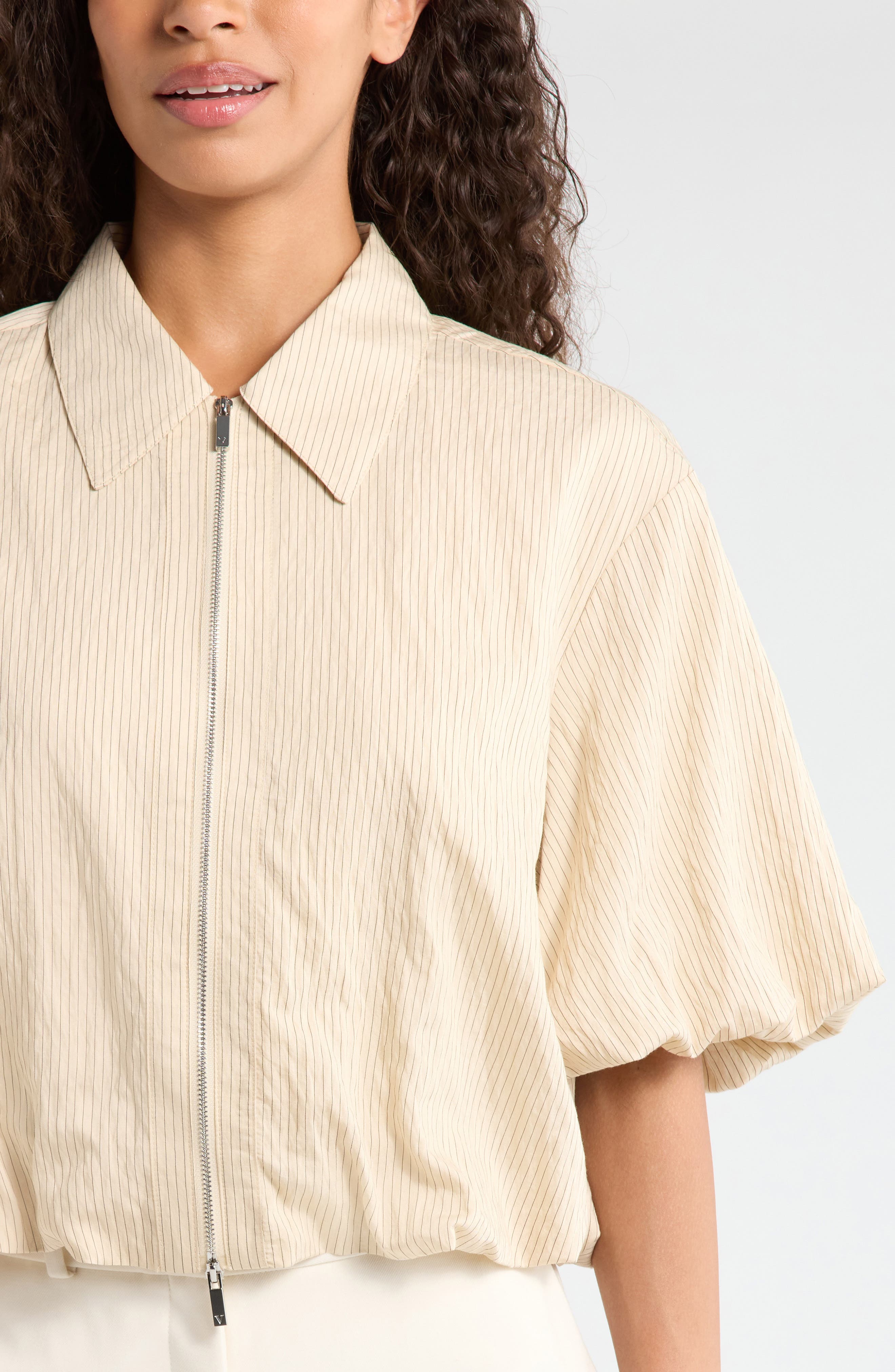 Vince Camuto Stripe Crop Bubble Jacket | Nordstrom