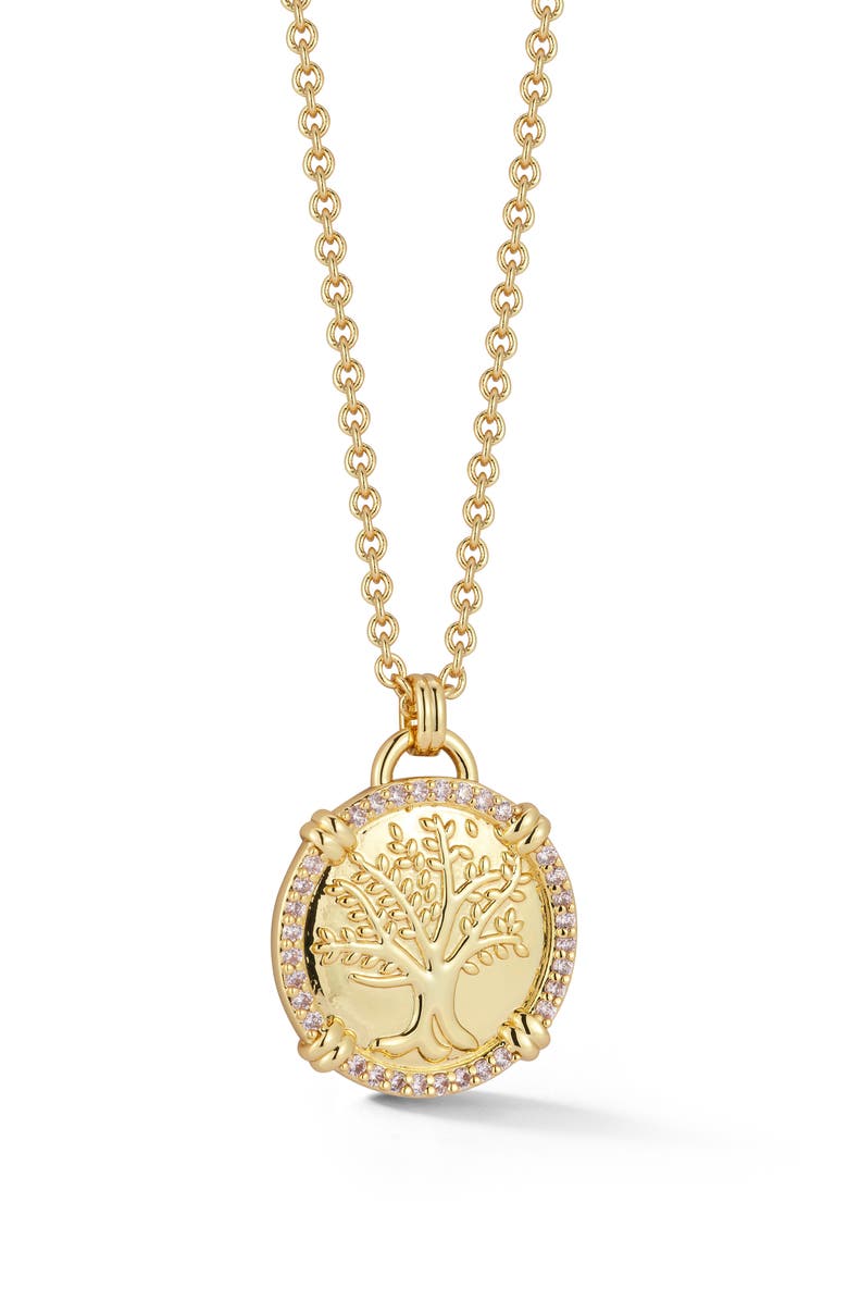 CHLOE AND MADISON CZ Embossed Coin Pendant Necklace | Nordstromrack