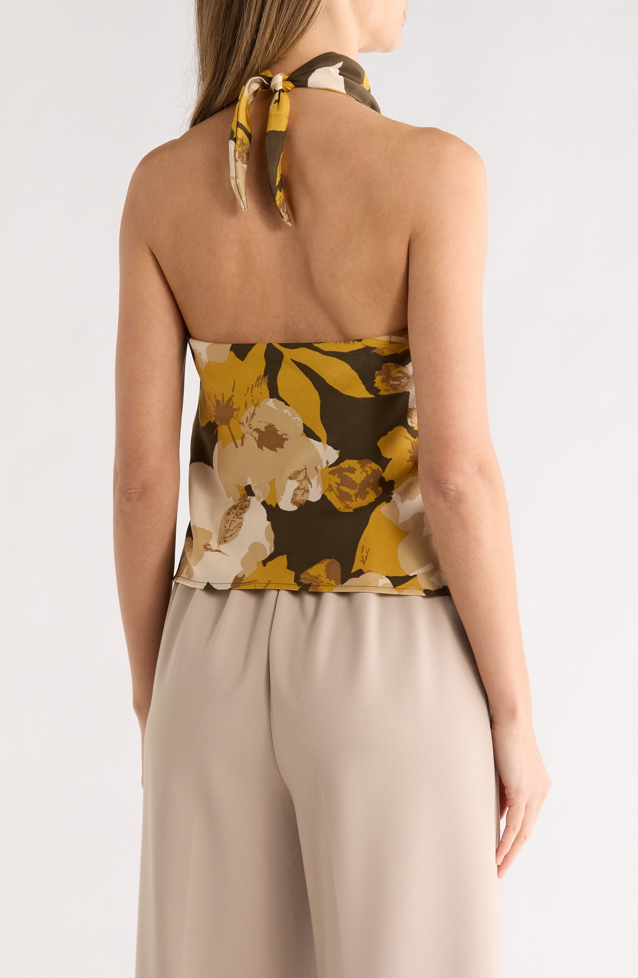 Renee C Floral Print Satin Halter Neck Top | Nordstromrack