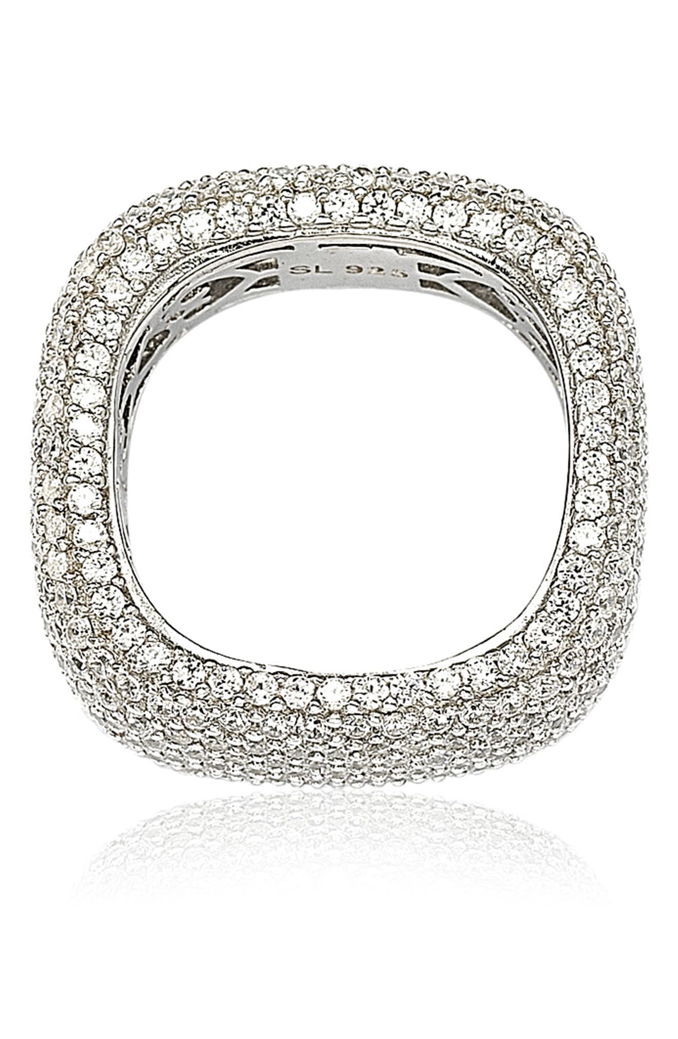 SUZY LEVIAN Sterling Silver Pavé Cubic Zirconia Square Eternity Band ...