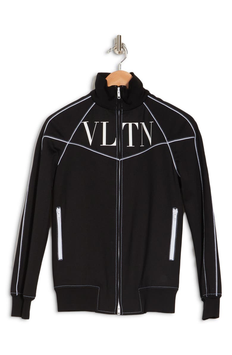 VALENTINO DONNA Contrast Stitching Logo Zip Jacket | Nordstromrack
