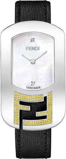 Fendi Women's Chameleon Honey Topaz & Diamond Leather Strap Watch, 29mm ...