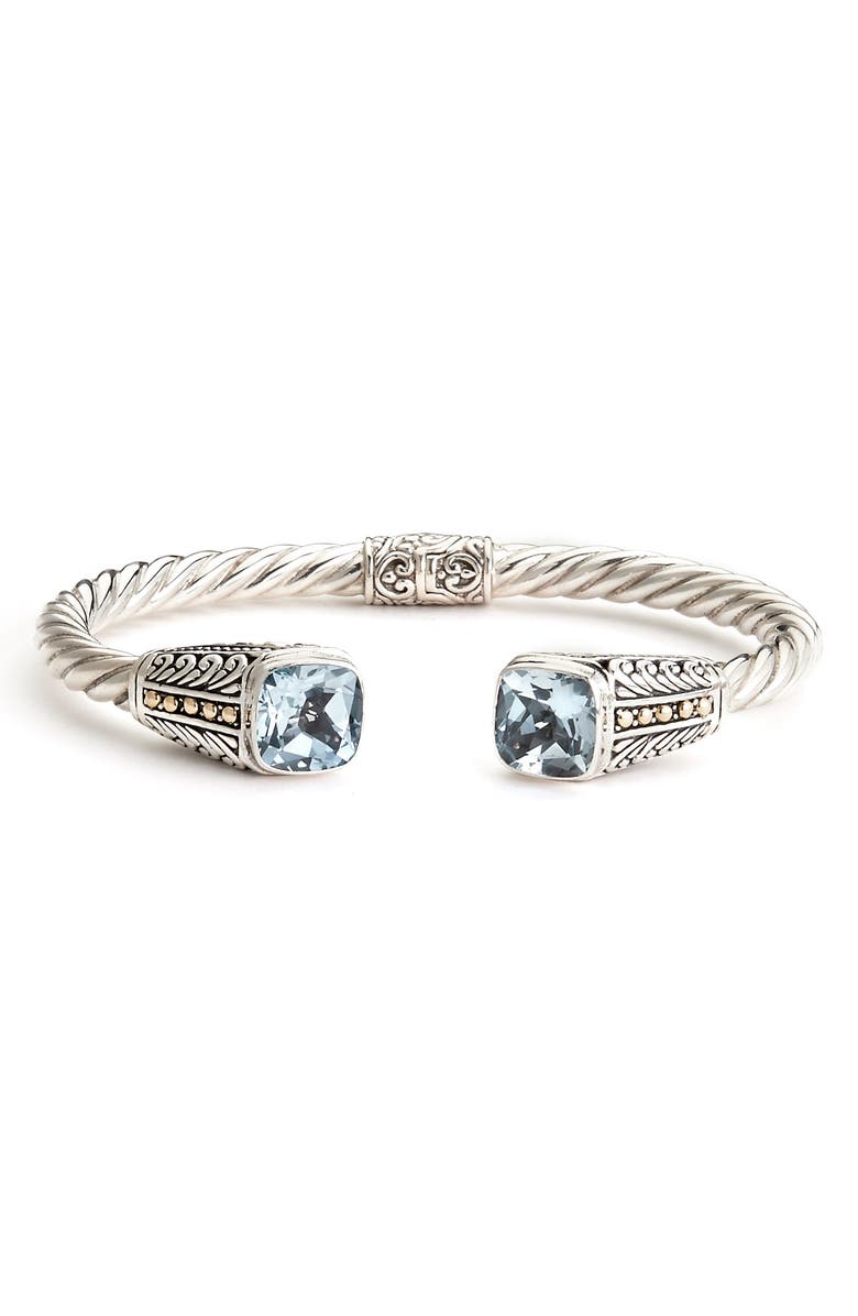 SAMUEL B. 18K Yellow Gold & Sterling Silver Blue Topaz Hinge Bangle ...
