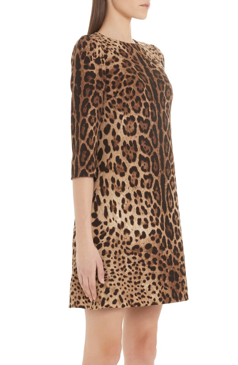 Dolce&Gabbana Leopard Print Cady Crepe Shift Dress | Nordstromrack
