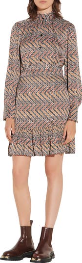 SANDRO Greek Key Print Long Sleeve Dress | Nordstromrack