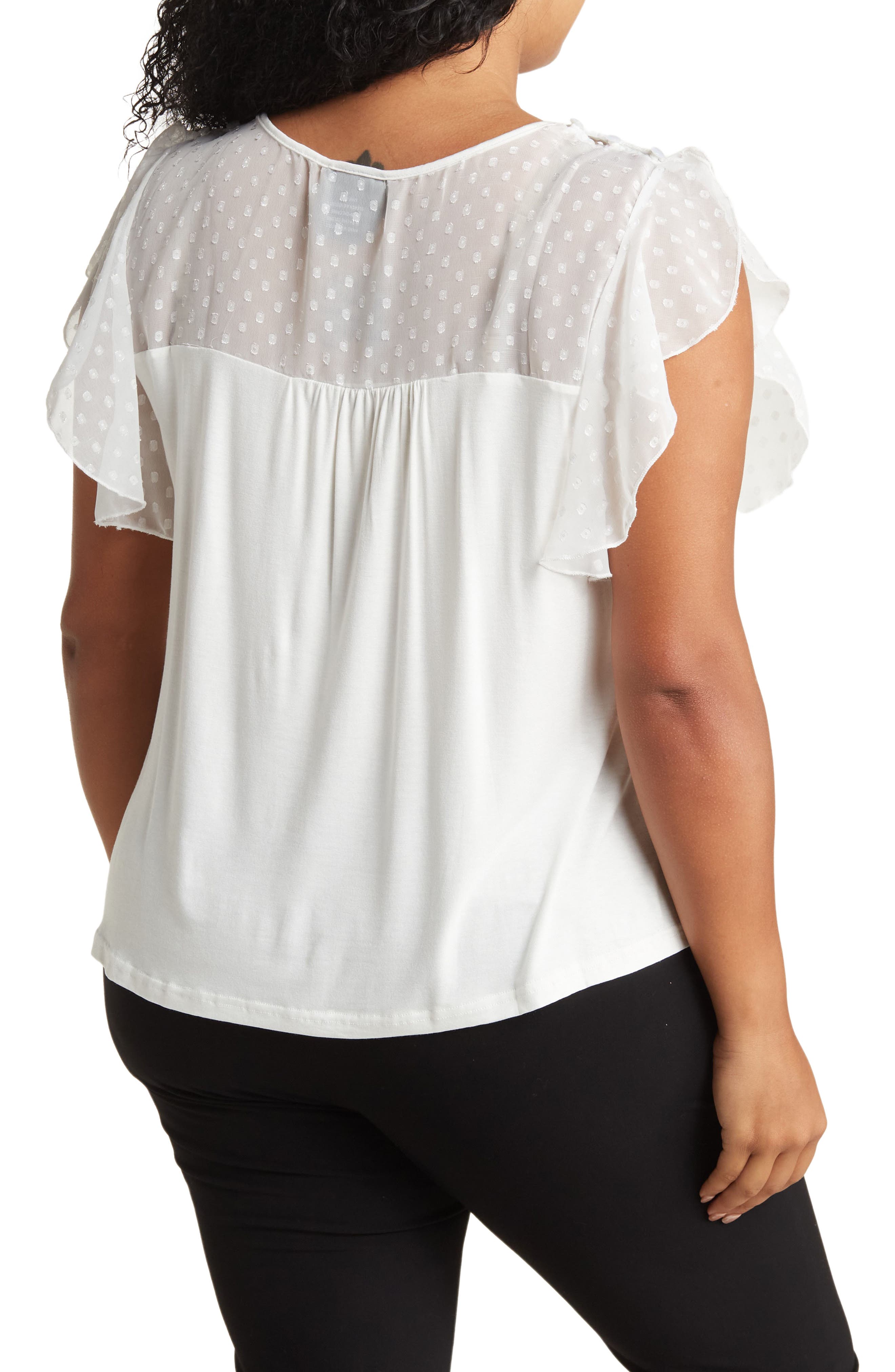 Forgotten Grace Mixed Media Flutter Sleeve Blouse | Nordstromrack