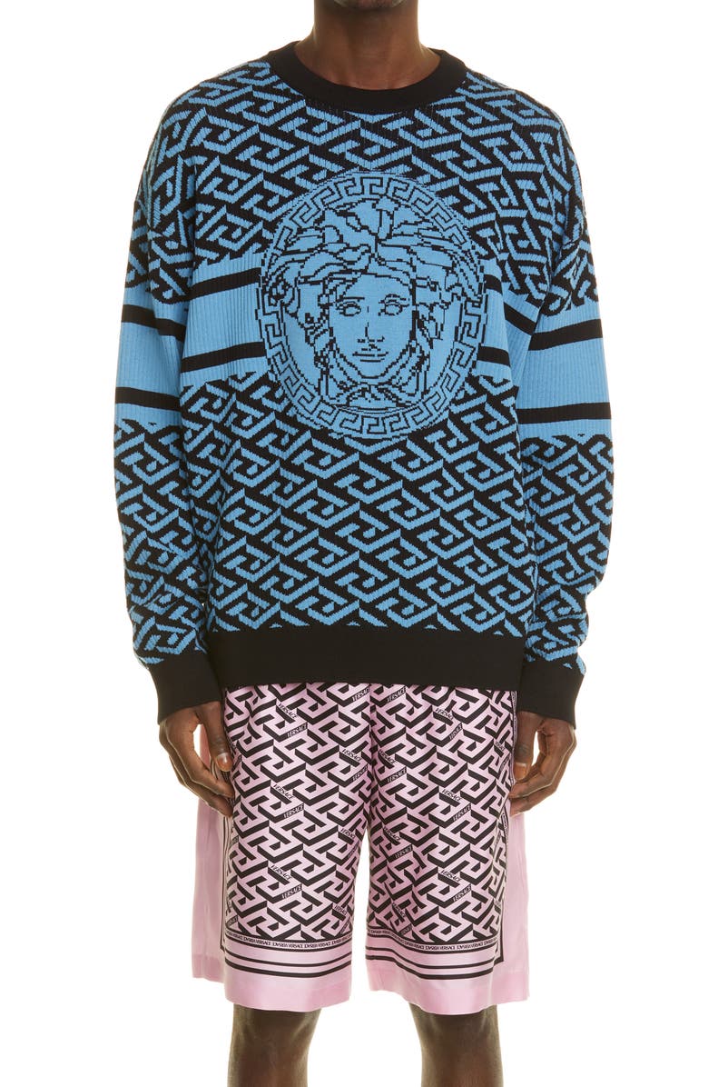 Versace La Greca Medium Jacquard Wool Blend Sweater | Nordstromrack