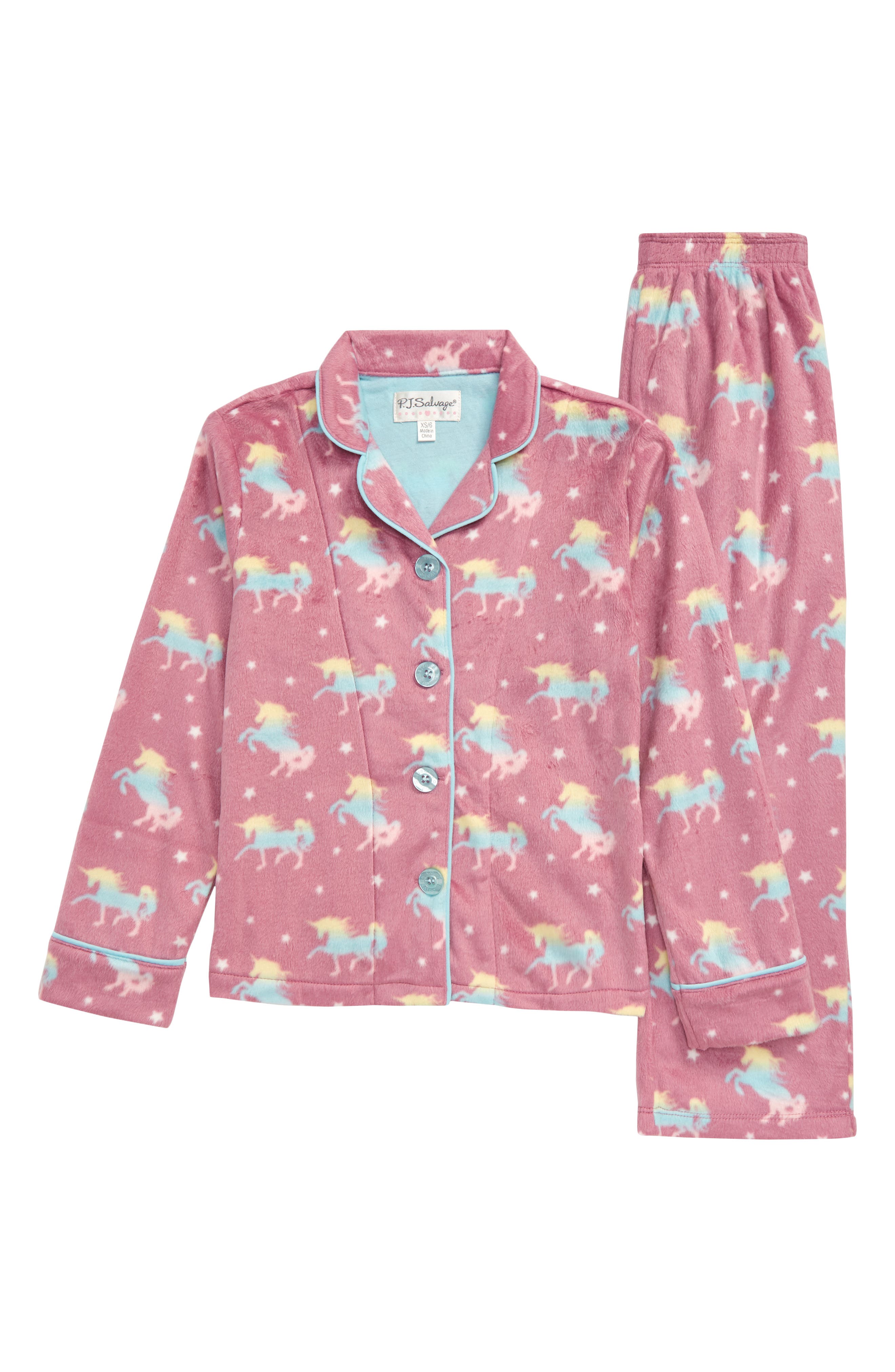 PJ Salvage Unicorn Squad Notch Collar Two-Piece Pajamas | Nordstromrack