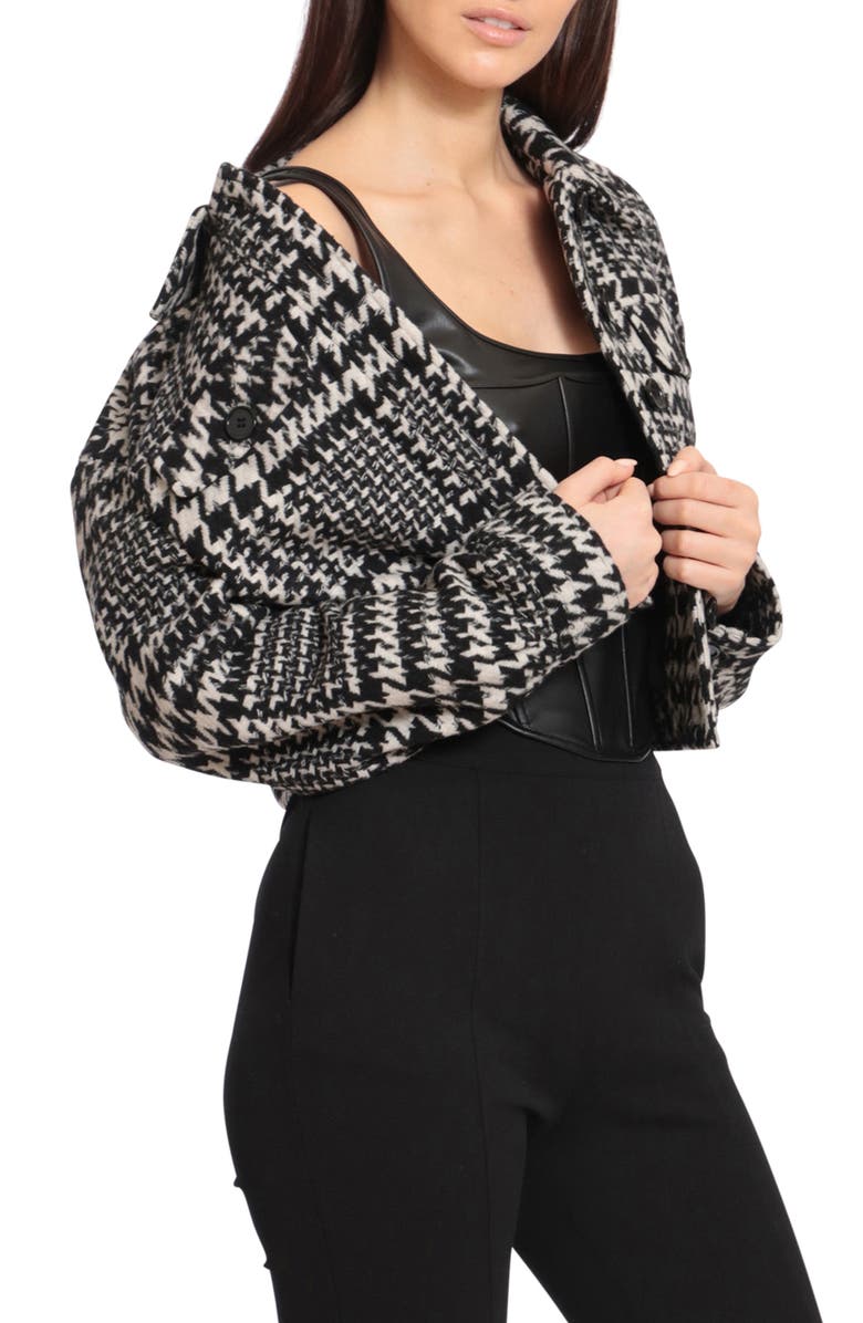 Avec Les Filles Houndstooth Sparkle Tweed Crop Shacket | Nordstromrack