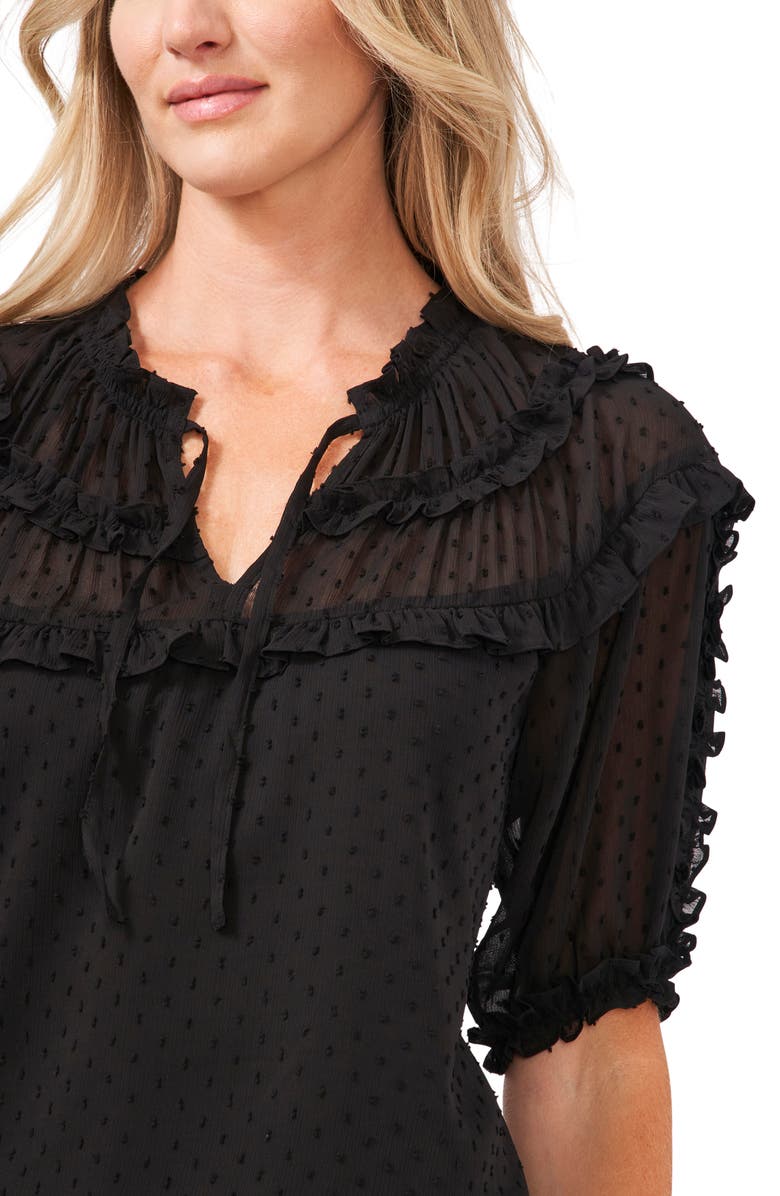 CeCe Clip Dot Ruffle Blouse | Nordstrom
