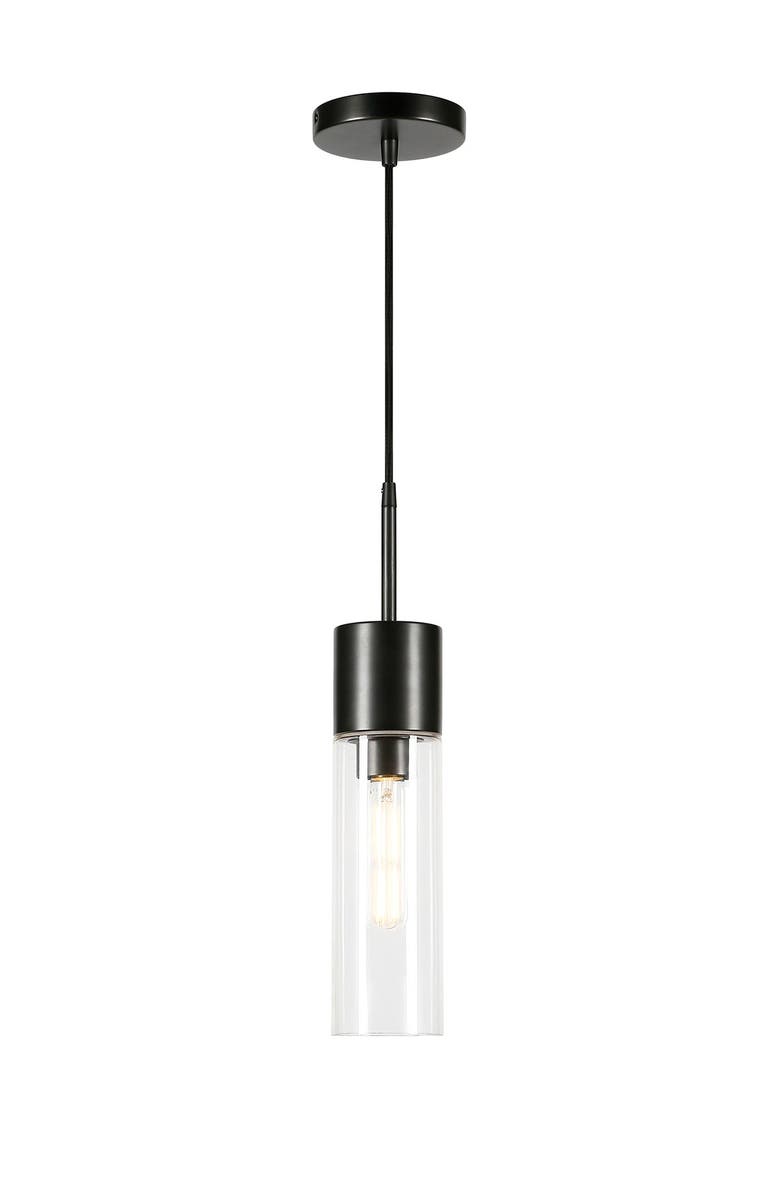 ADDISON AND LANE Lance Blackened Steel and Clear Glass Pendant ...