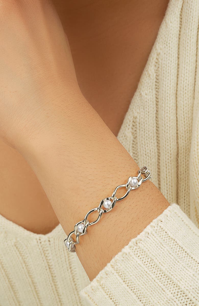 Sterling Forever 14K Gold Plated Amedea Synthetic Pearl Chain Bracelet ...