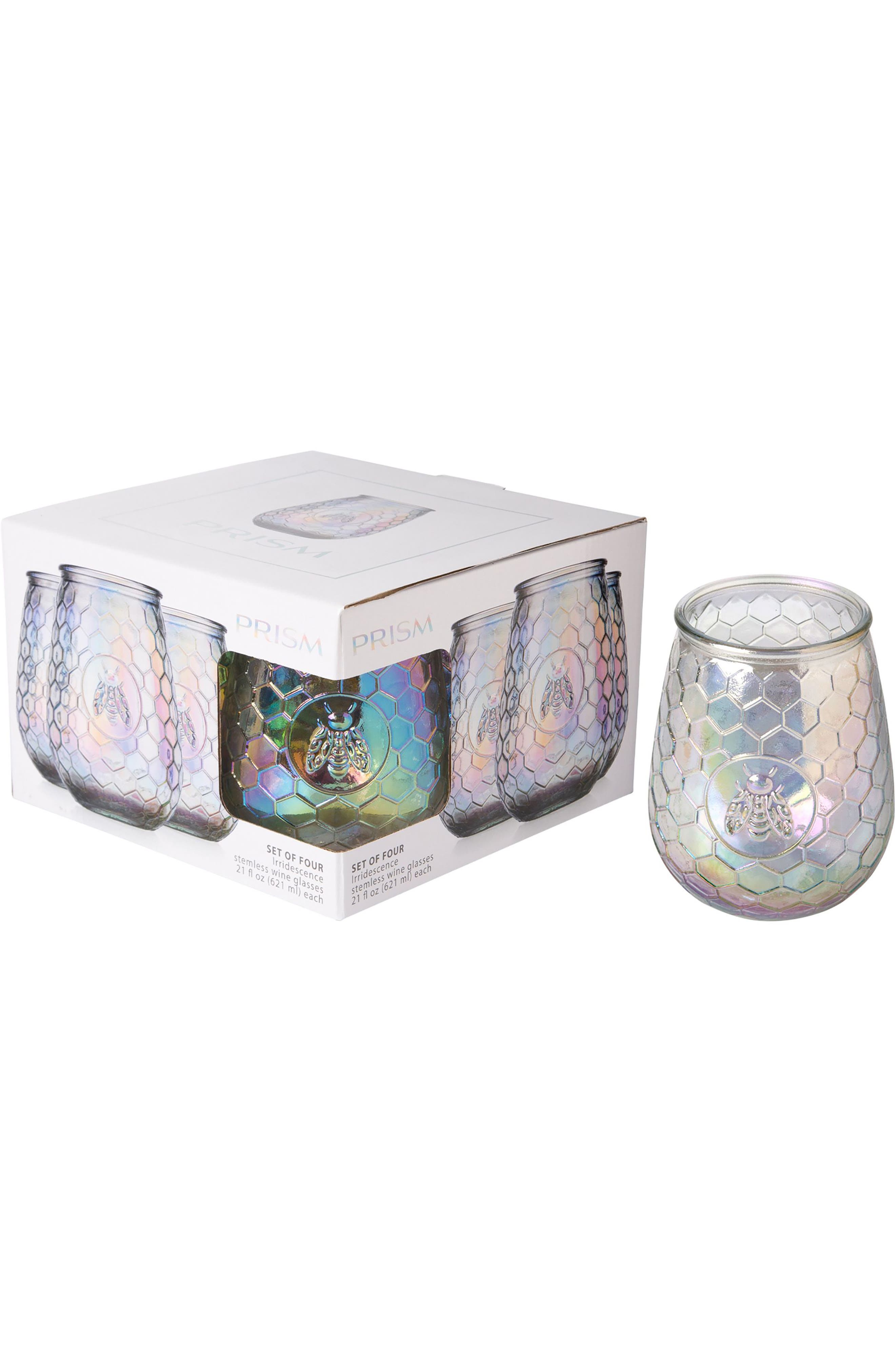 HOME ESSENTIALS AND BEYOND Prism Stemless Wine Glasses - Set of 4 ...