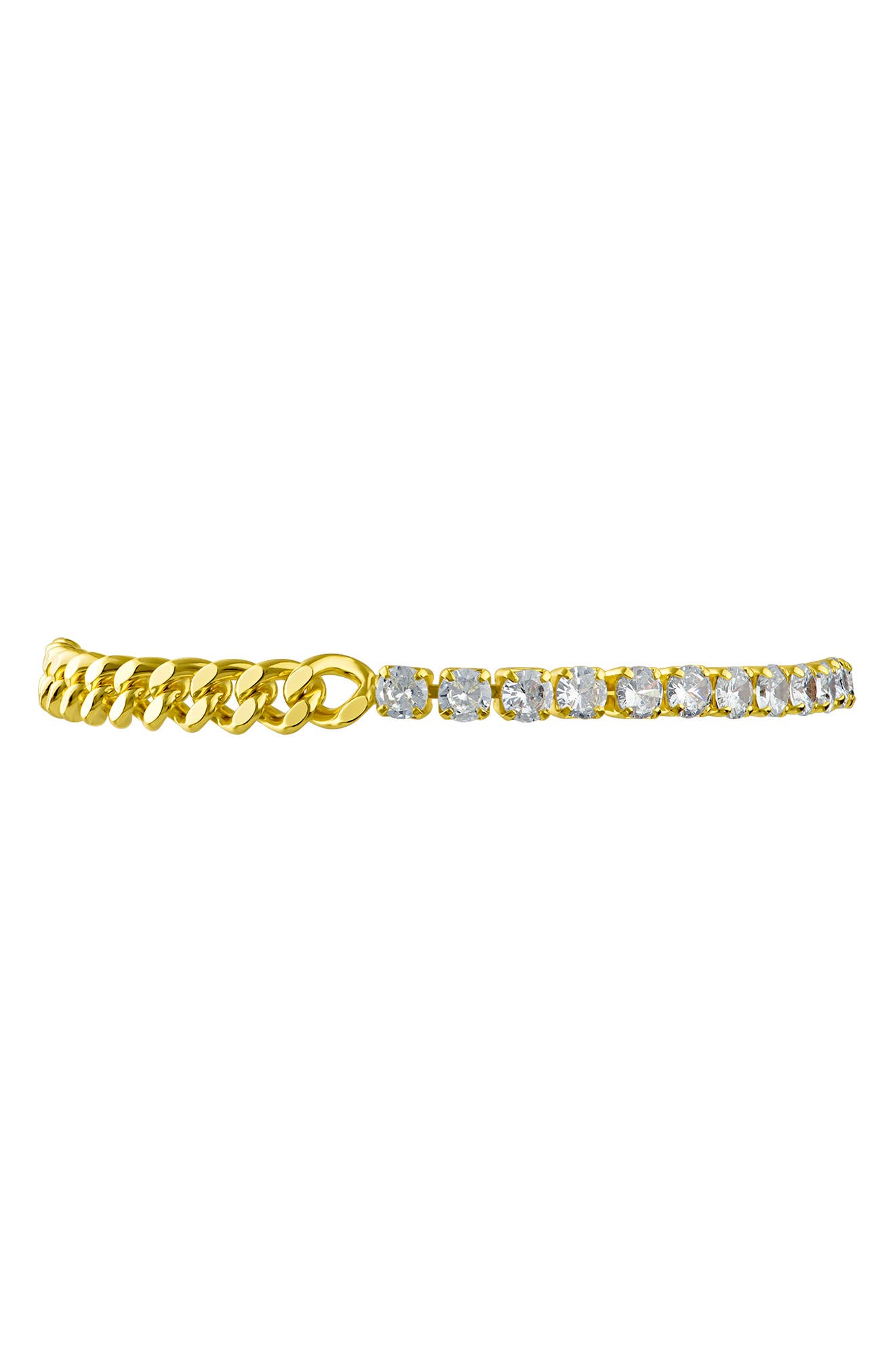 CZ by Kenneth Jay Lane Half CZ Tennis & Curb Chain Bracelet | Nordstromrack