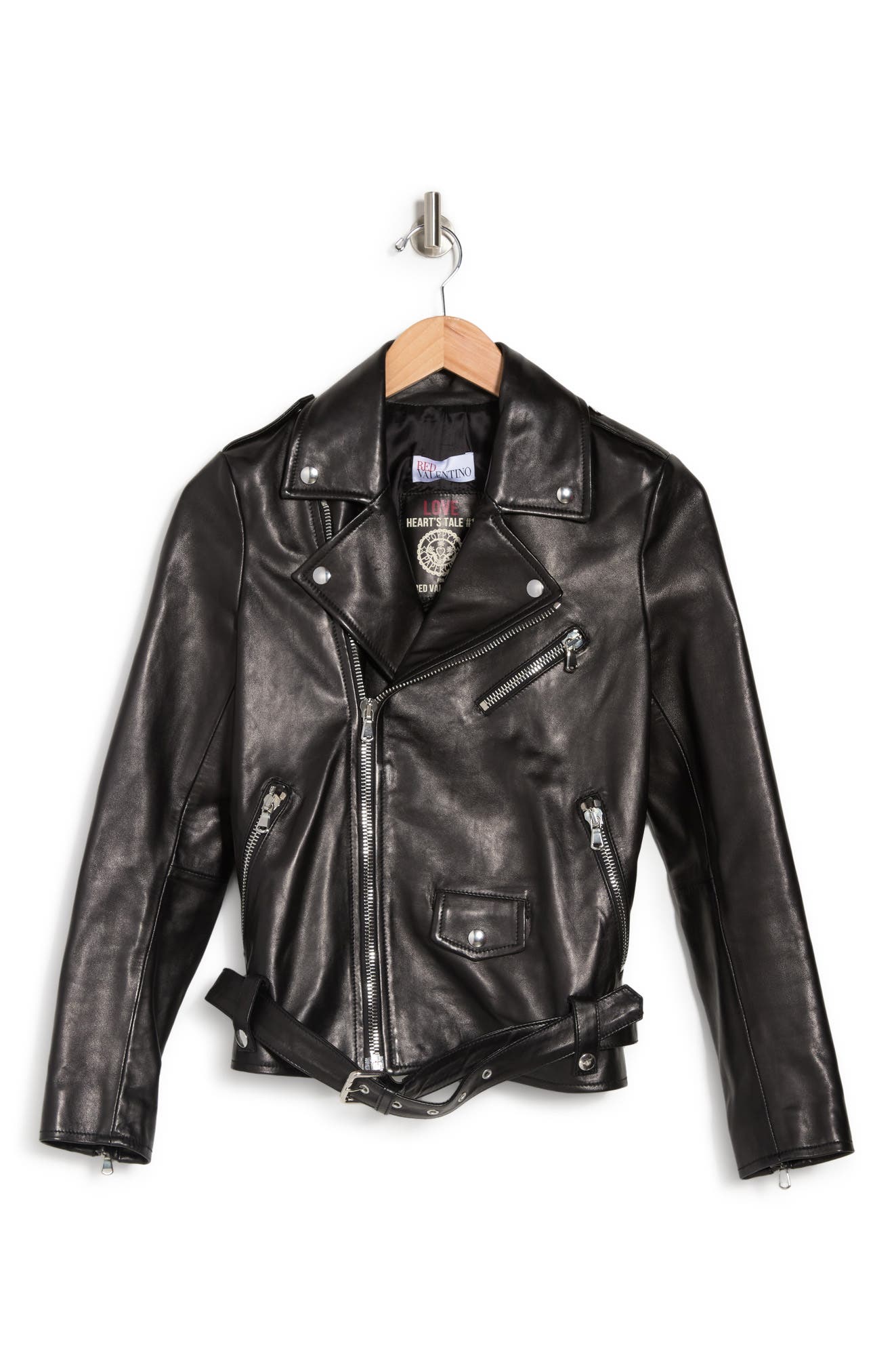 RED Valentino Love Life Embroidery Leather Jacket | Nordstromrack