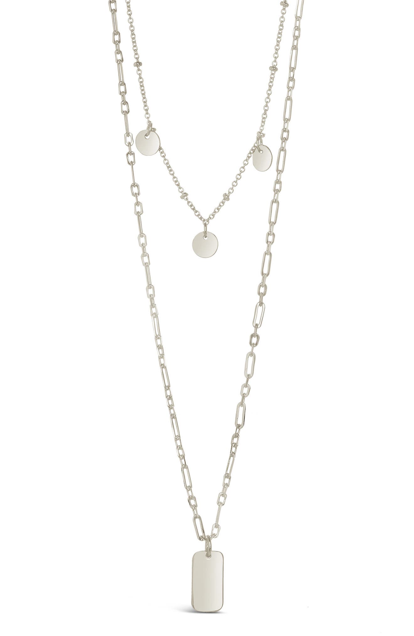 Sterling Forever Two Layer Tag Disk Charm Necklace | Nordstromrack