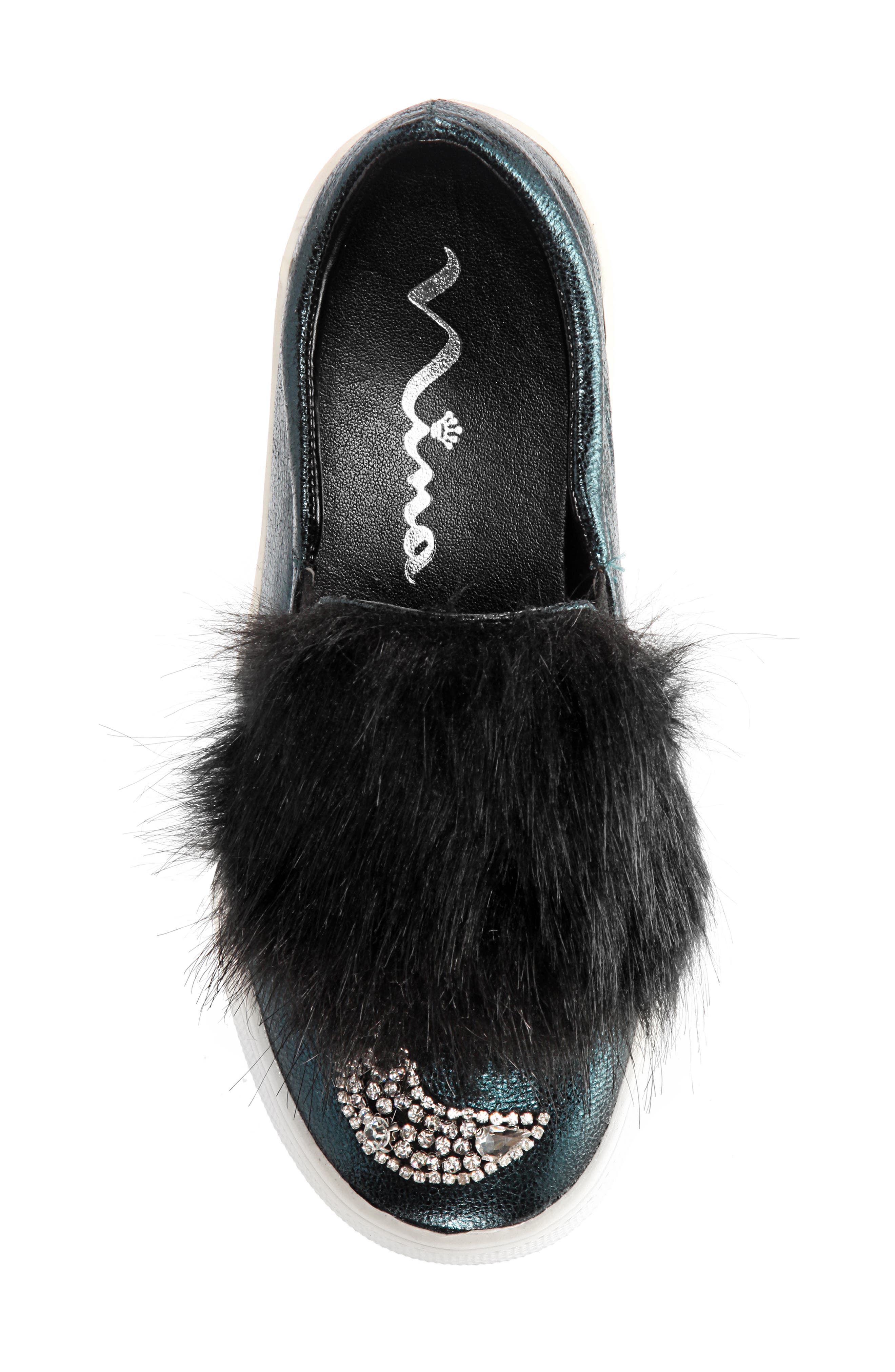 Nina Inaya Metallic Faux Fur Trim Sneaker | Nordstrom