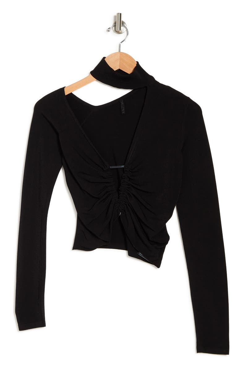 UNRAVEL Triangle Long Sleeve Cut-Out Collar Knit Top | Nordstromrack