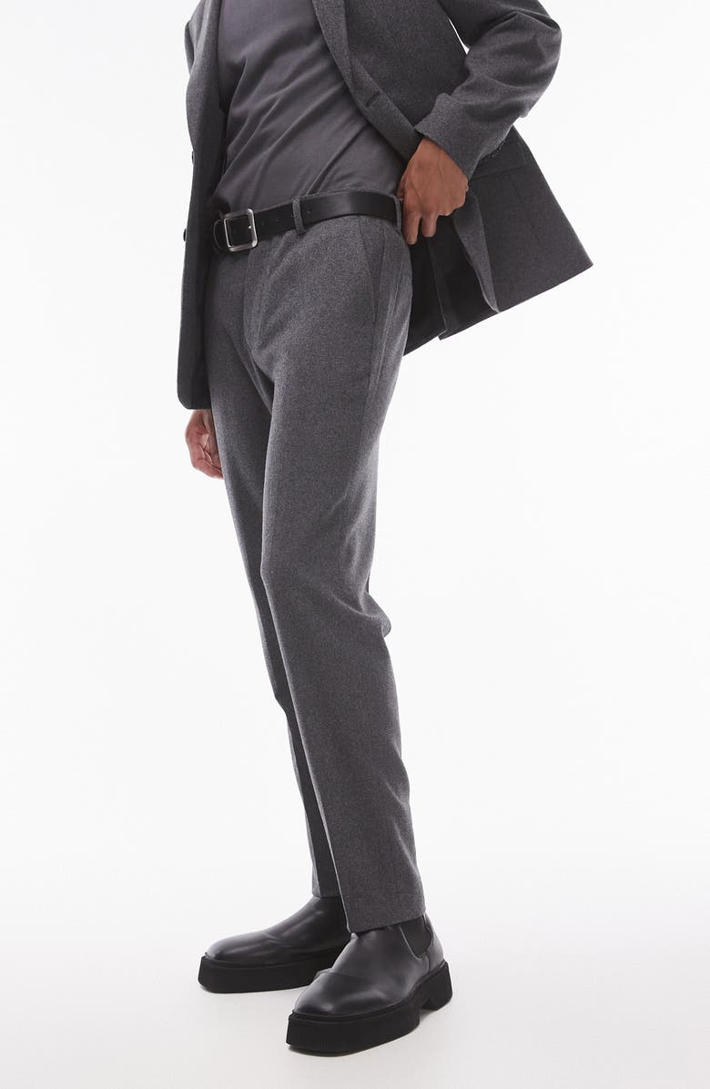 Topman Slim Fit Flat Front Felted Wool Blend Dress Pants | Nordstromrack