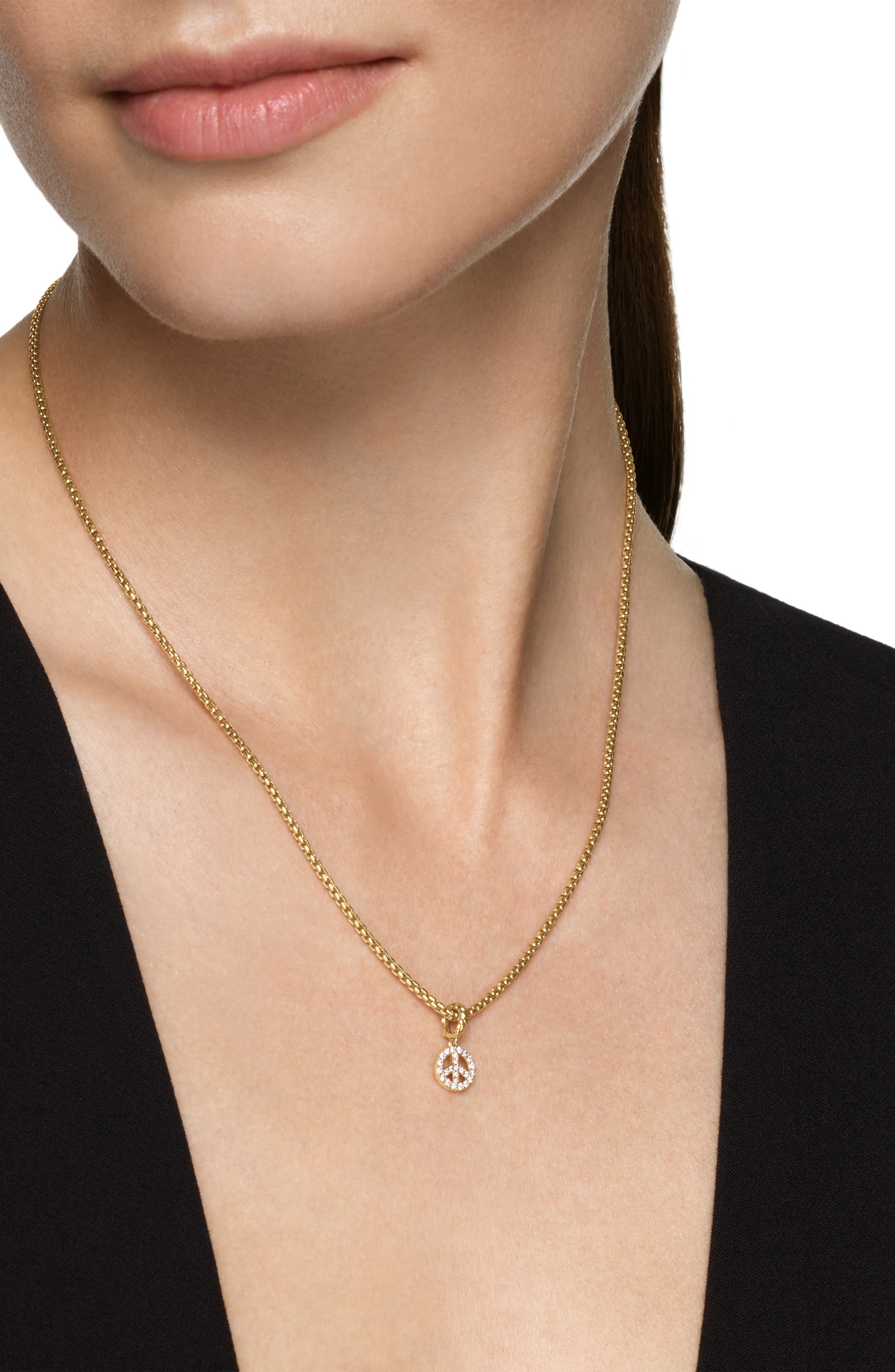 David Yurman Micro Pavé Peace Sign Enhancer in 18K Yellow Gold with ...