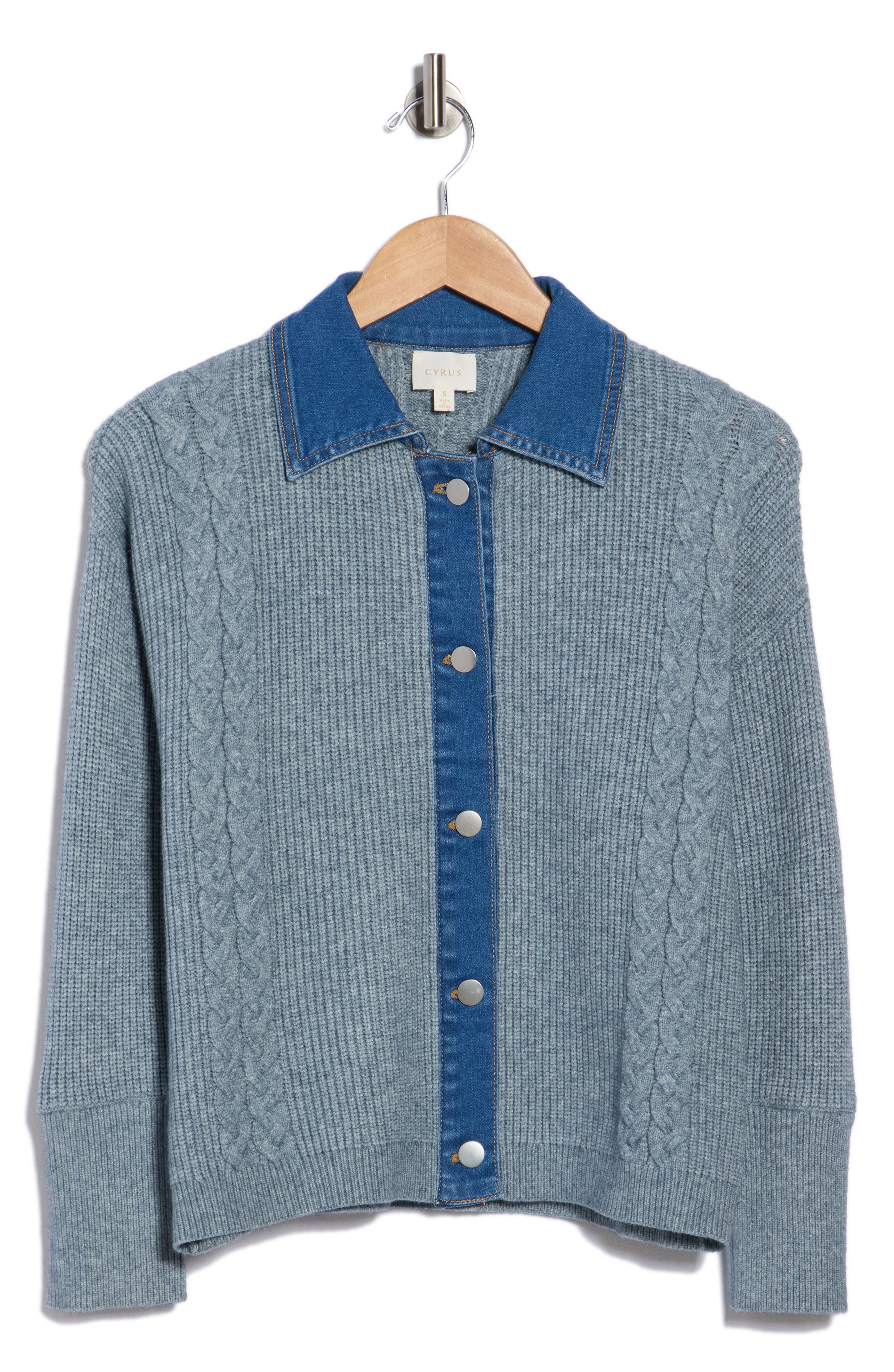 CYRUS Novelty Denim Trim Sweater | Nordstromrack