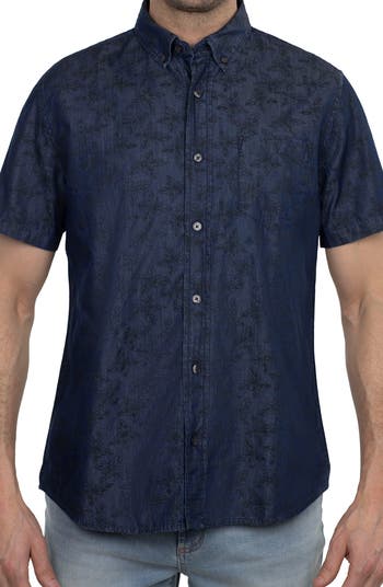 Slate & Stone Button-Down Collar Short Sleeve Floral Print Shirt ...