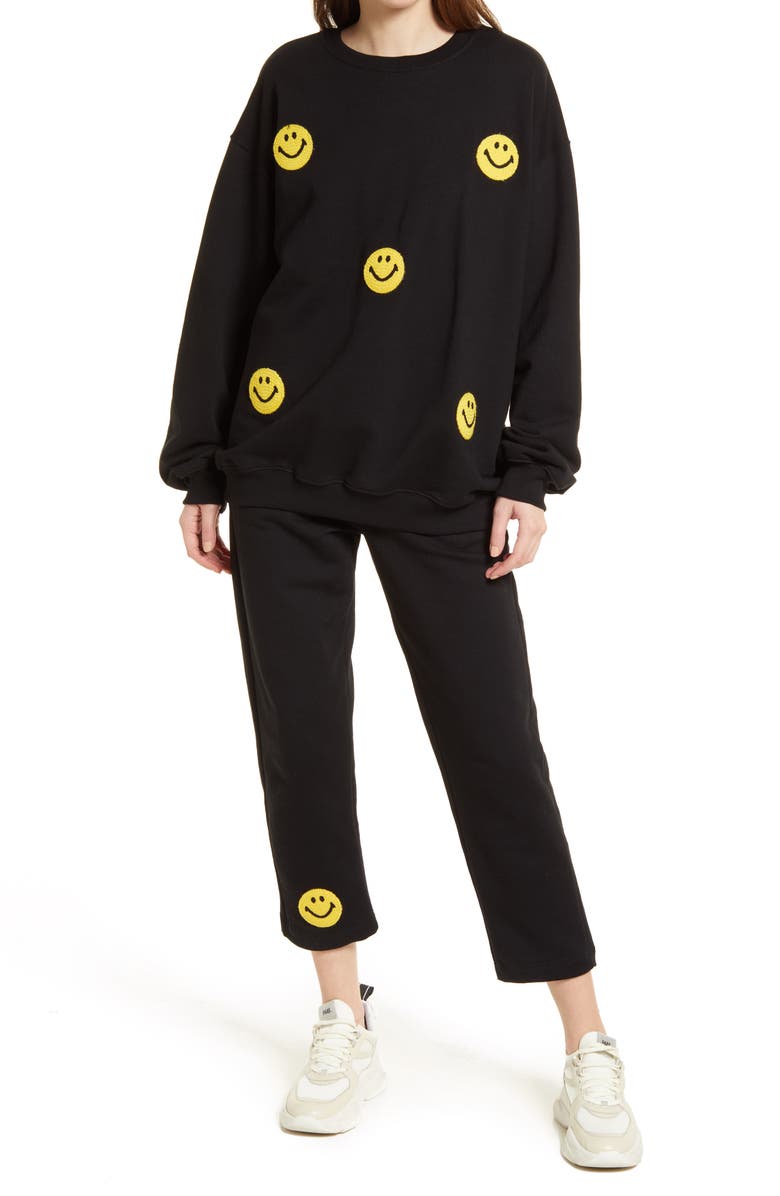JOSHUAS Smiley® x JOSHUAS Unisex Smiley Face Patch Cotton Fleece ...