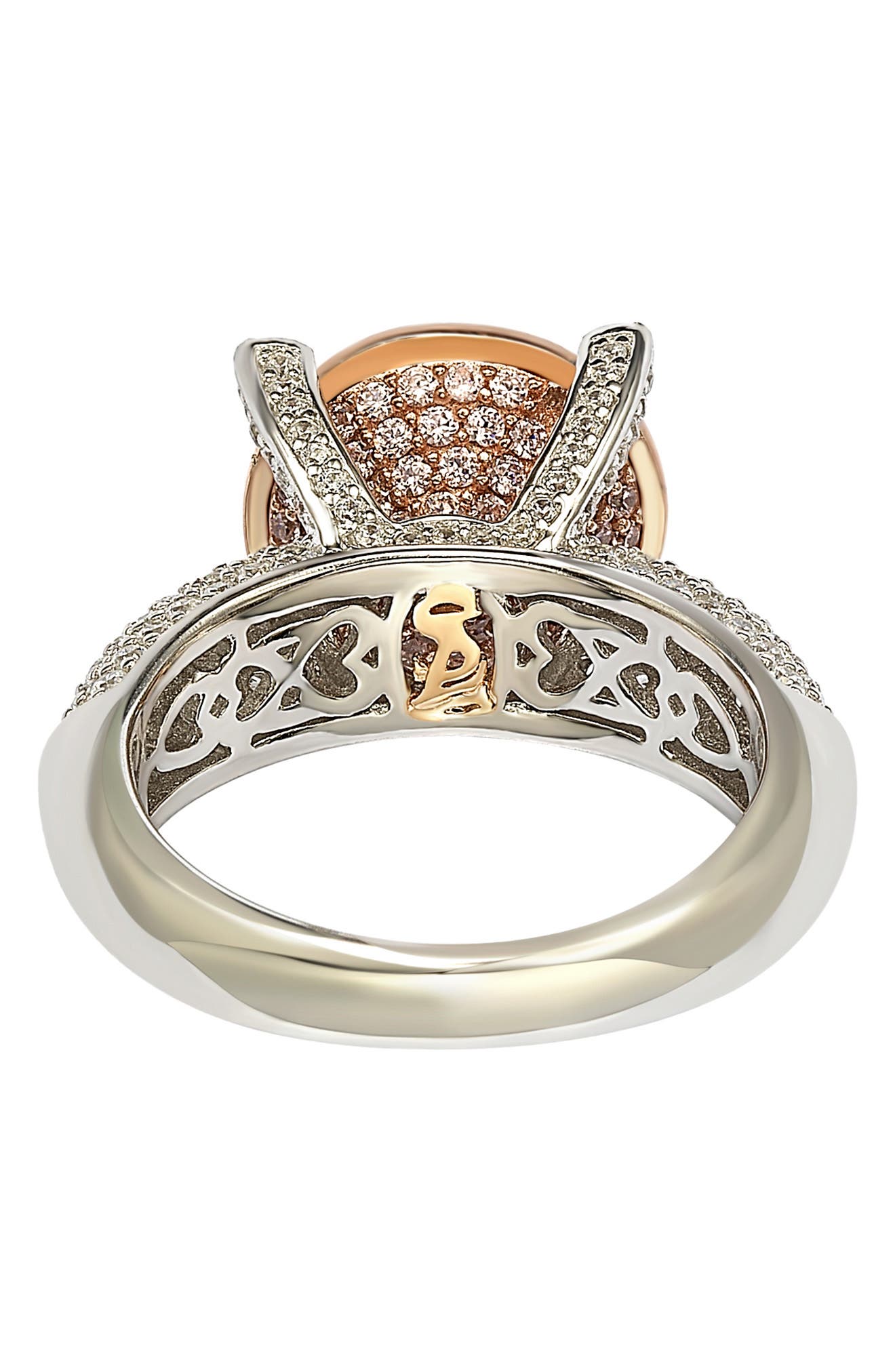 Sterling Silver & 14K Rose Gold Plated Pavé Pink CZ Ring (Women ...