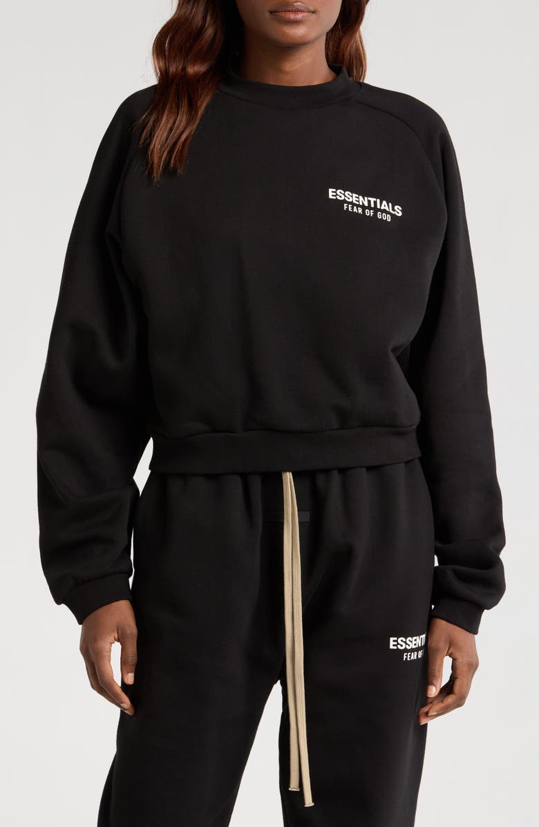 Fear of God Essentials Crop Cotton Blend Fleece Crewneck Sweatshirt ...