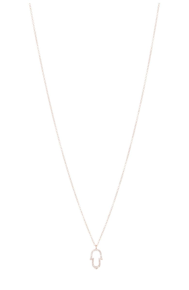 RON HAMI 14K Rose Gold Pave Diamond Open Hamsa Pendant Necklace - 0.08 ...