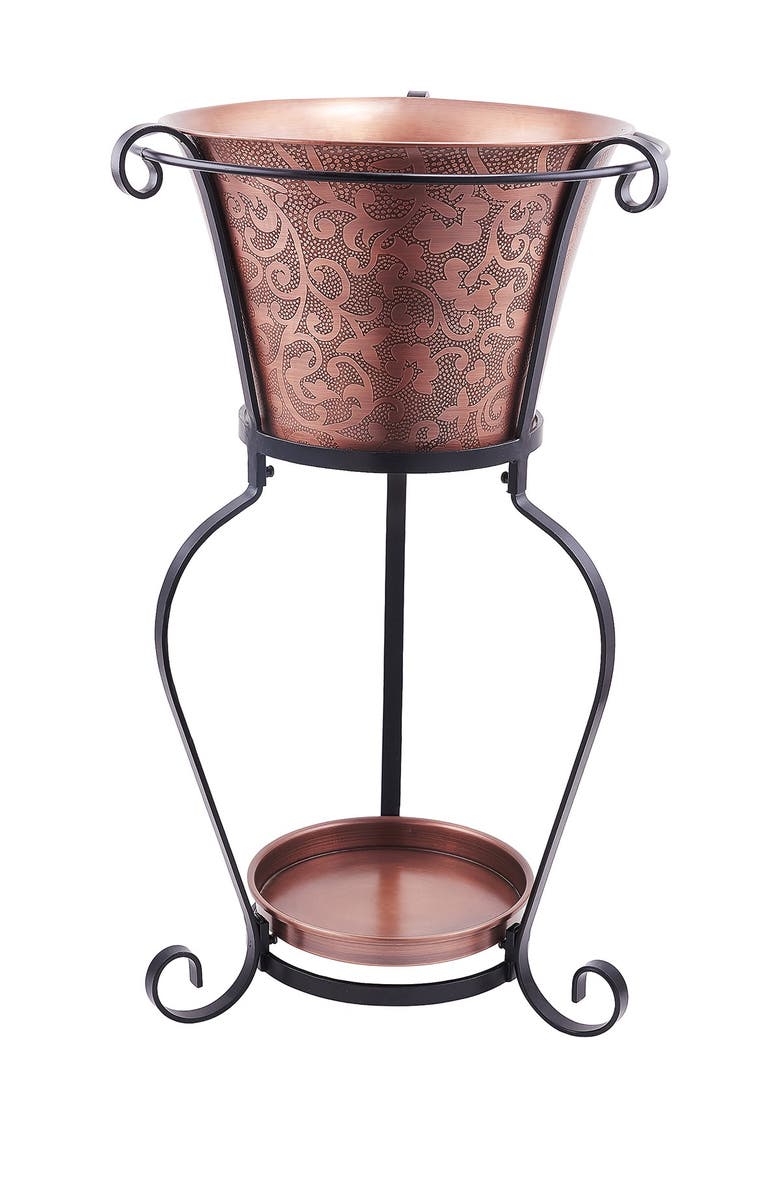 ODI HOUSEWARES Solid Copper Etched 5 Gallon Beverage Tub with Stand ...
