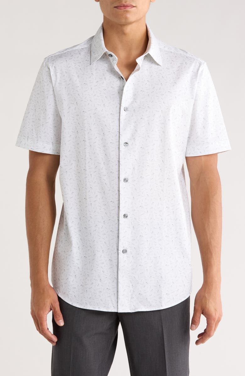 Bugatchi Miles OoohCotton® Short Sleeve Button-Up Shirt | Nordstromrack